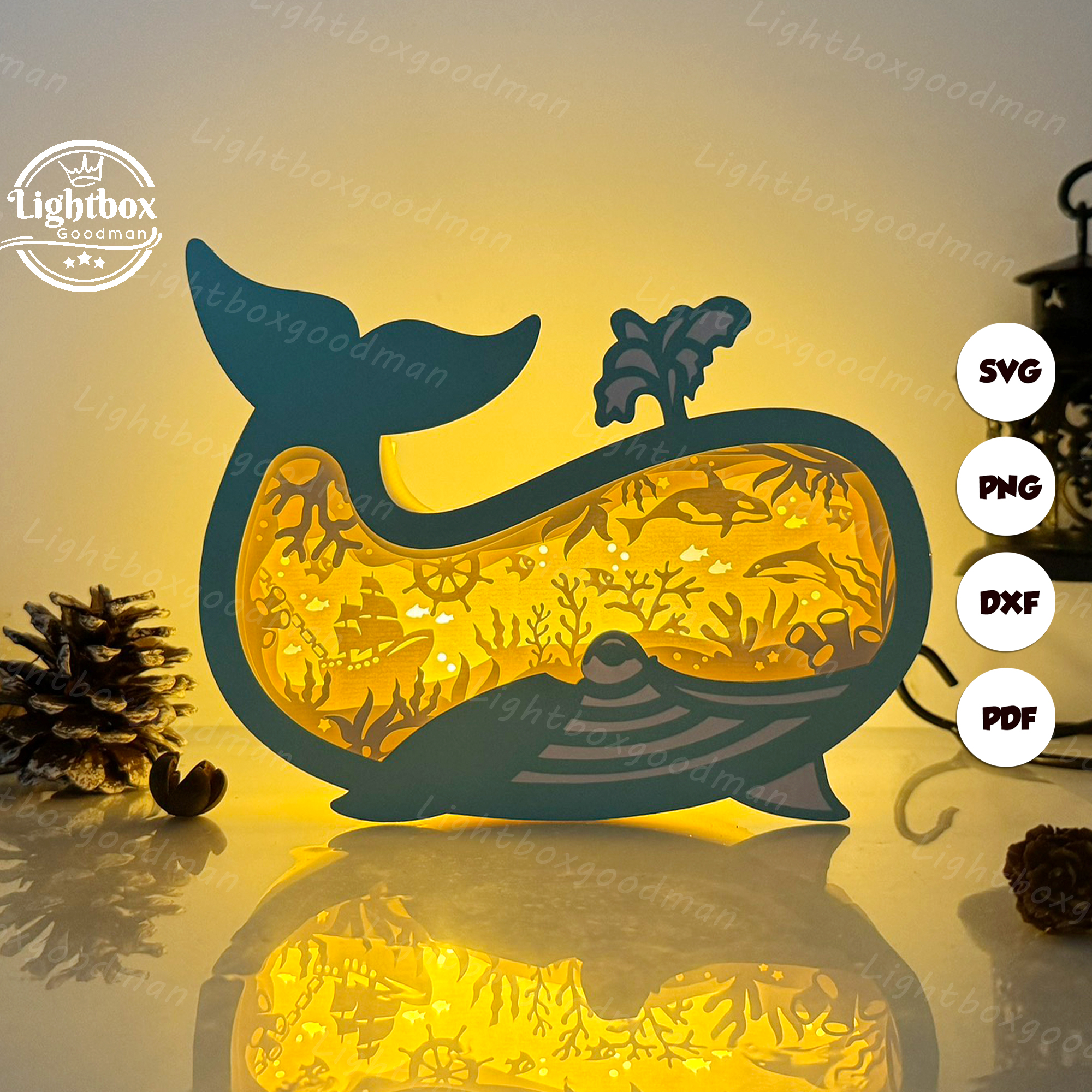 Seabed Whale Box shadow box svg, Whale Box svg, Whale Box la - Inspire Uplift