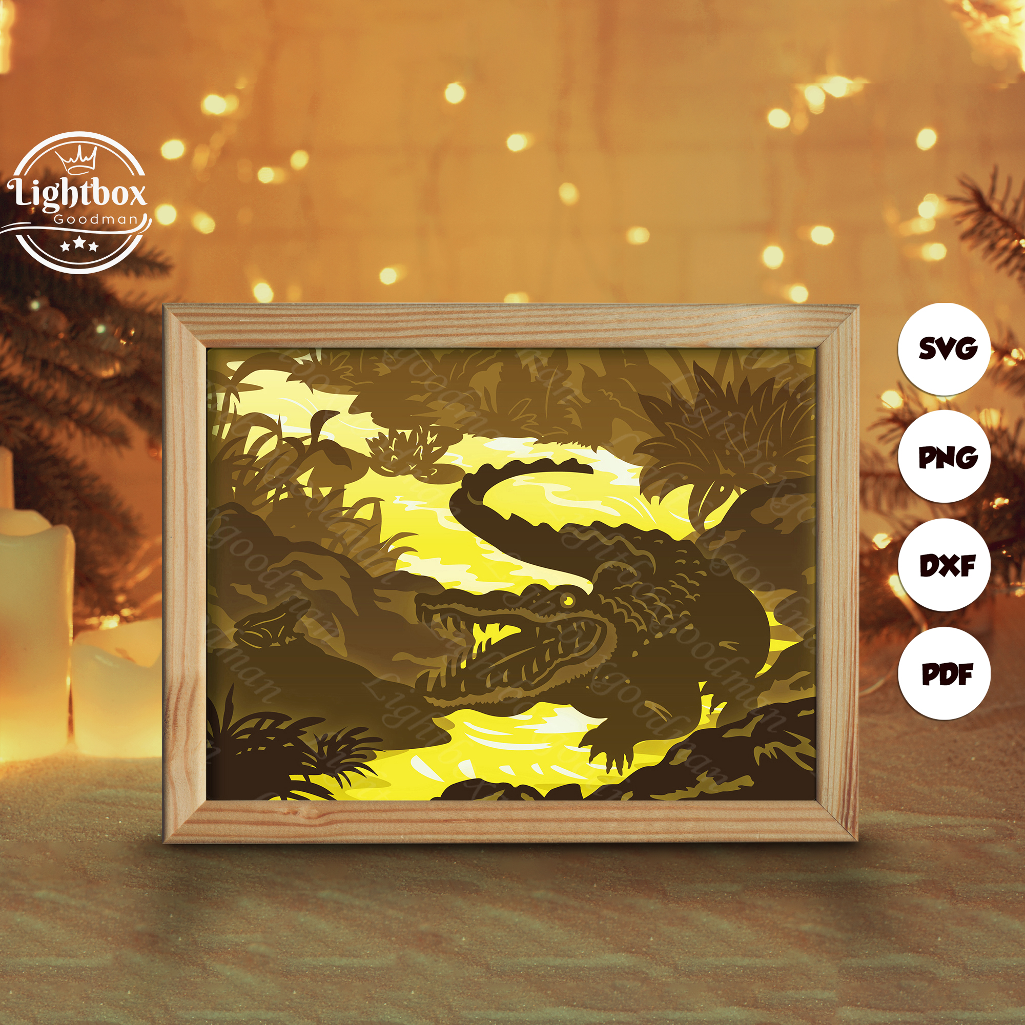 Crocodile Shadow Box Files, Paper Cut Light Box Template Fil | Inspire ...