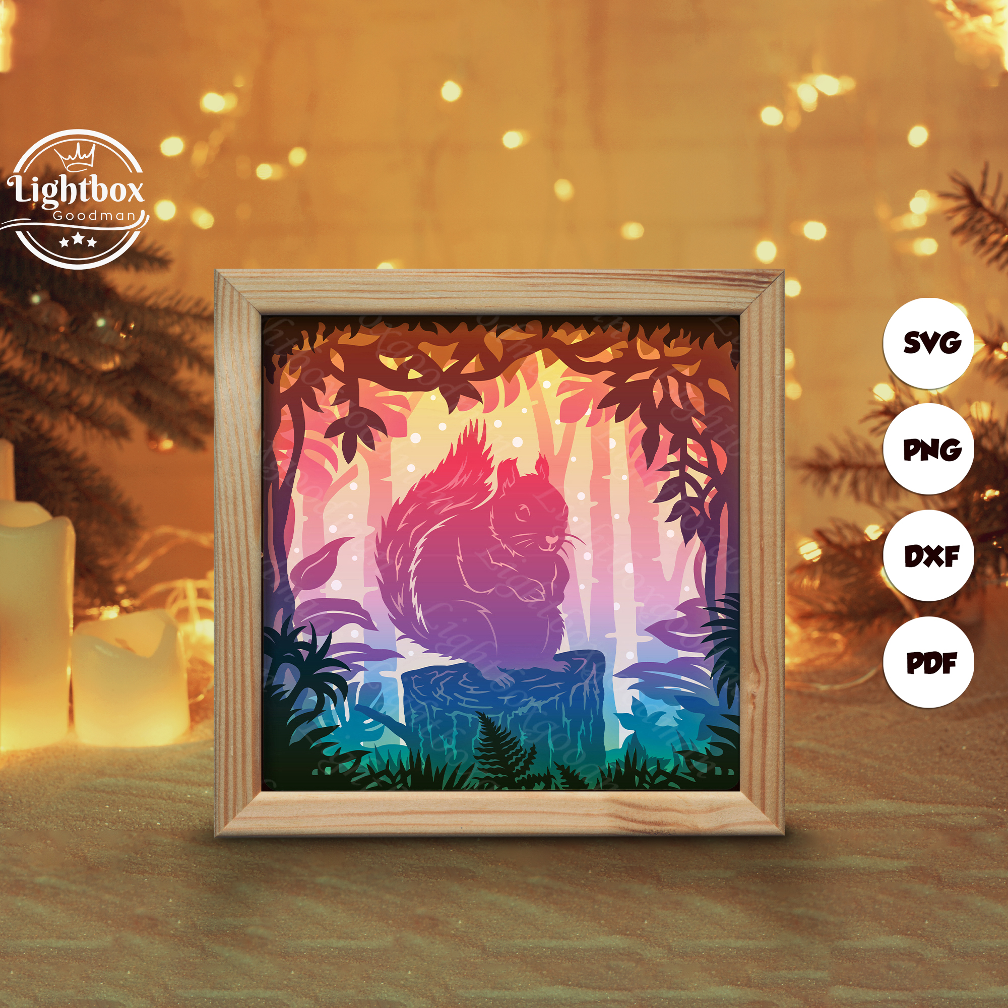 Squirrel Shadow Box Files, Paper Cut Light Box Template File | Inspire ...