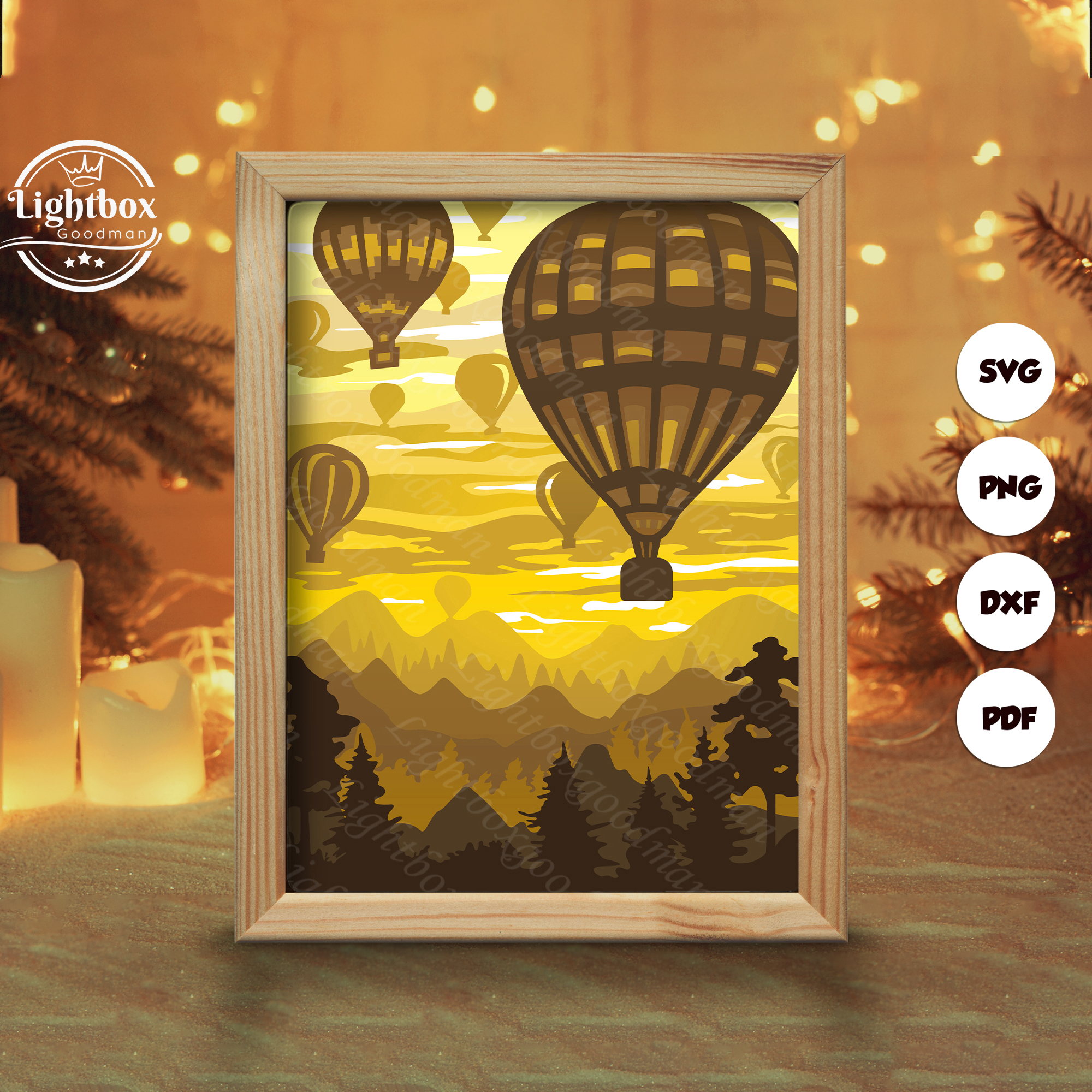 Air Balloons Shadow Box Files, Paper Cut Light Box Template | Inspire ...