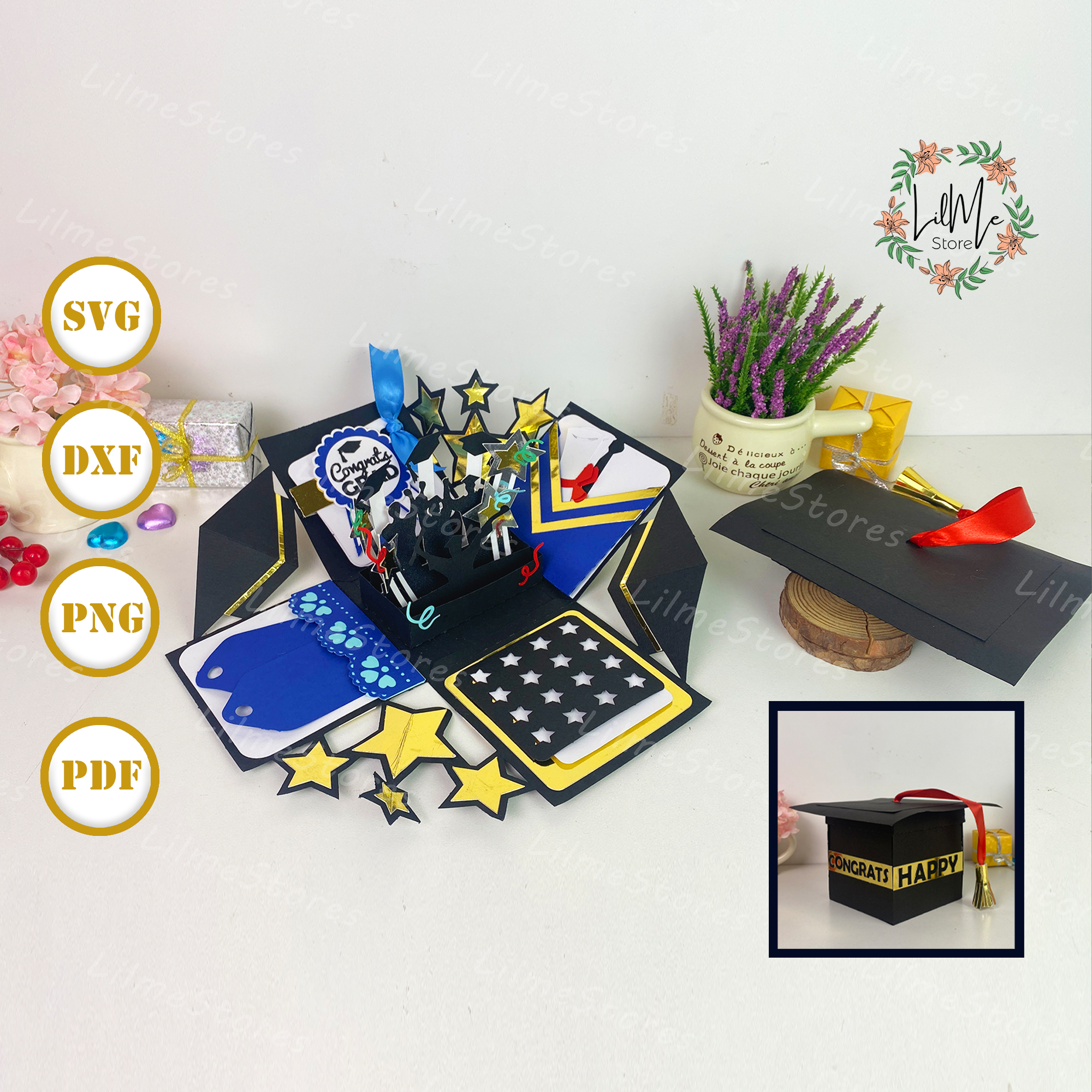 Graduation Surprise box svg, Surpise Gift Box, SVG Template, - Inspire ...