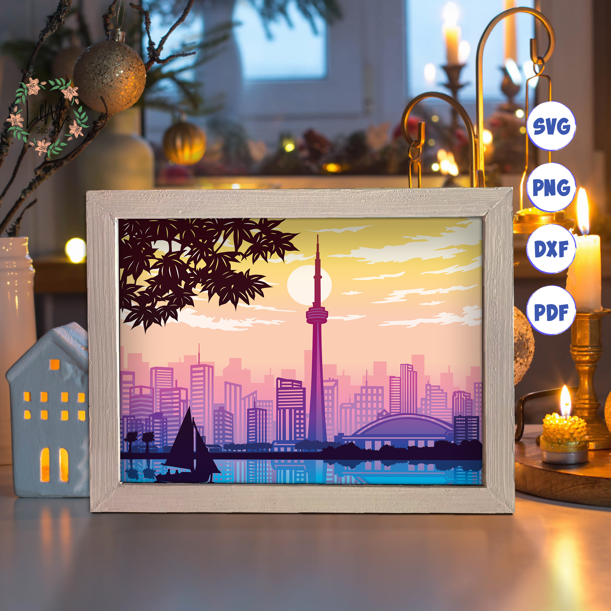 Toronto Paper Cut Light Box Template, 3D Shadow Box SVG File - Inspire ...