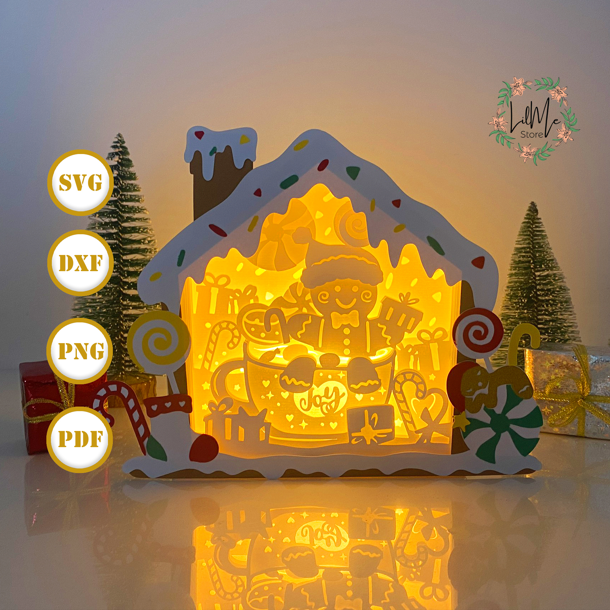 Gingerbread House Box 2 Lantern SVG for Cricut Project DIY, | Inspire ...