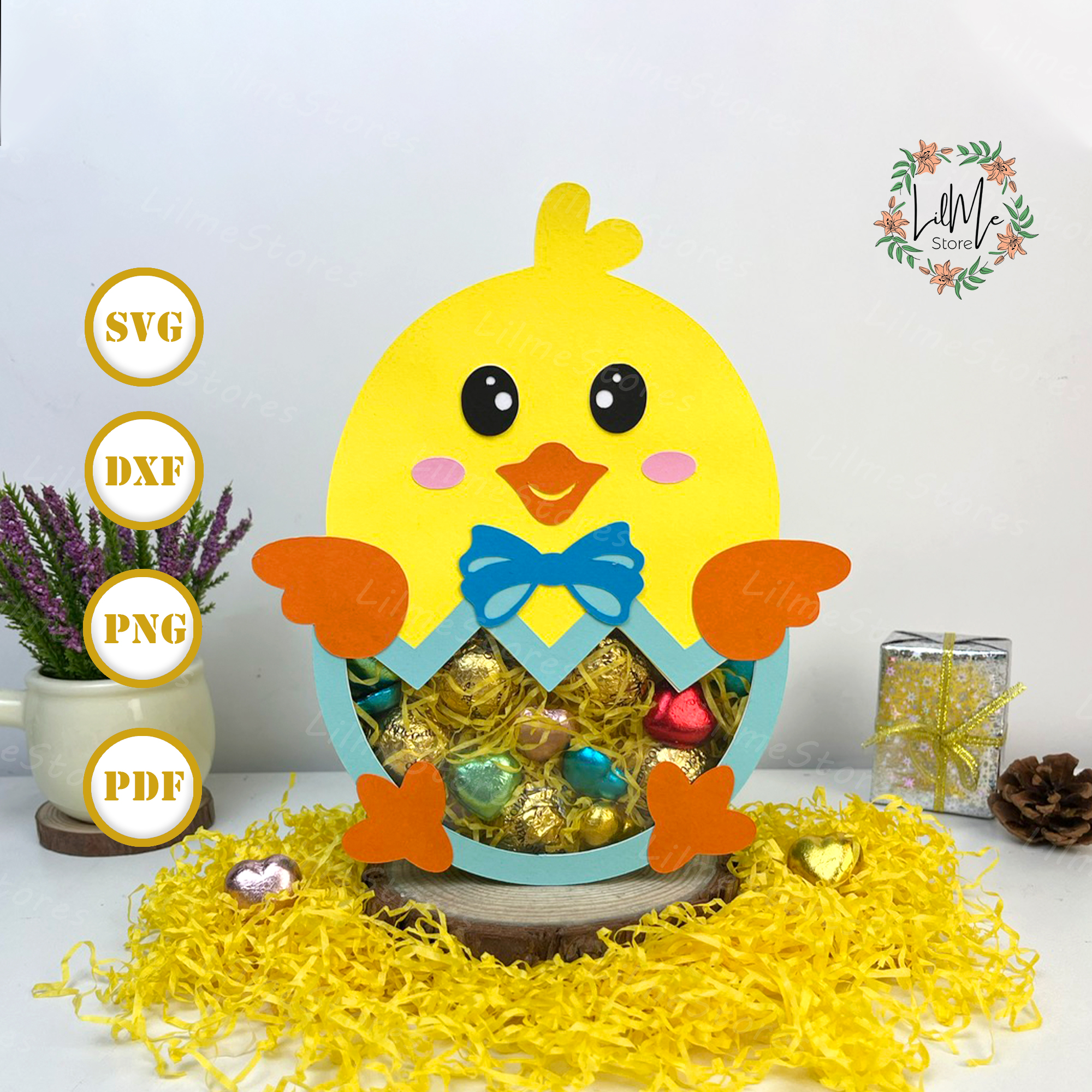 Easter Chick Candy Box 2 Template, 3D Shadow Box SVG Files, - Inspire ...