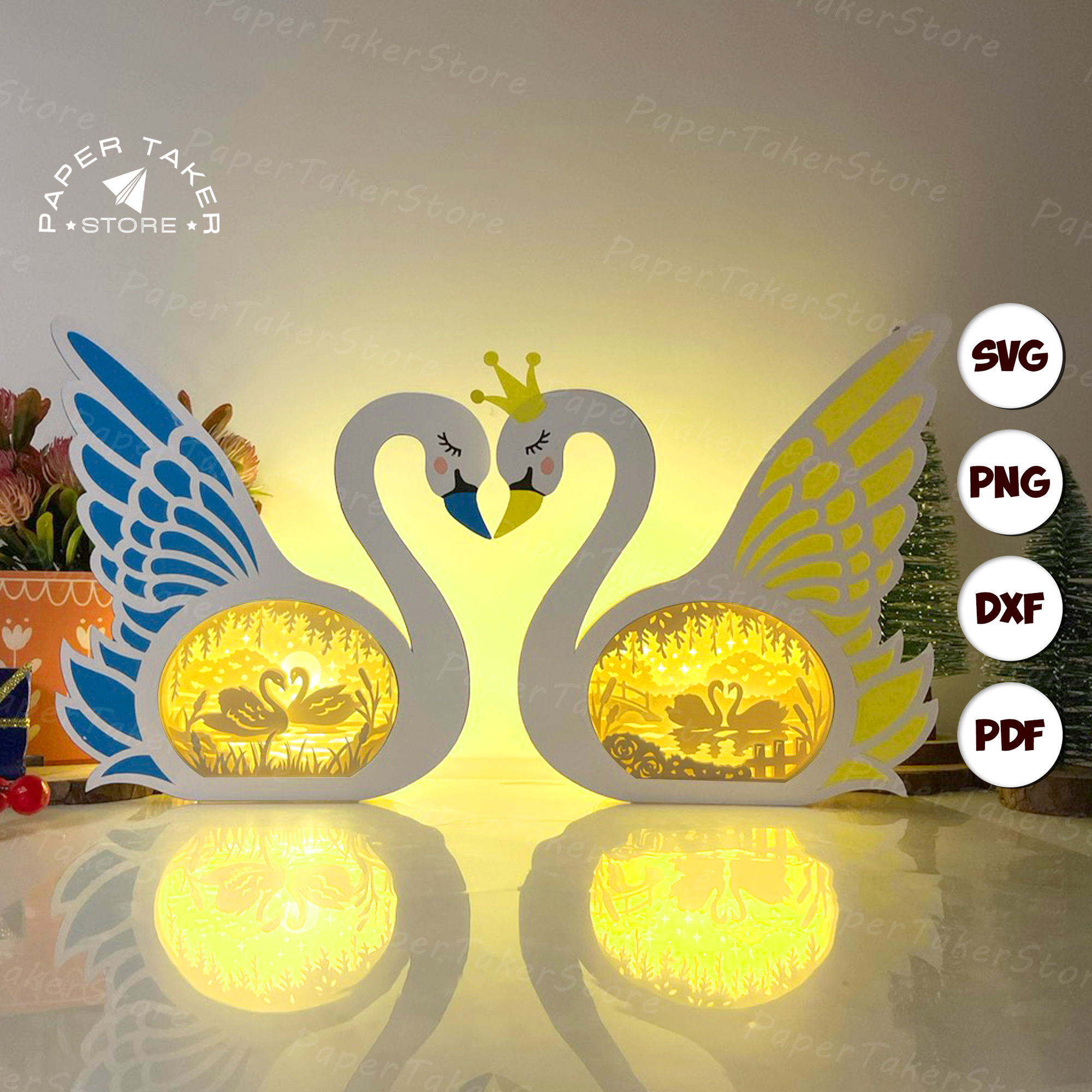 Love 2 Swan Couple Box SVG for Cricut Projects, 3D Papercut | Inspire ...