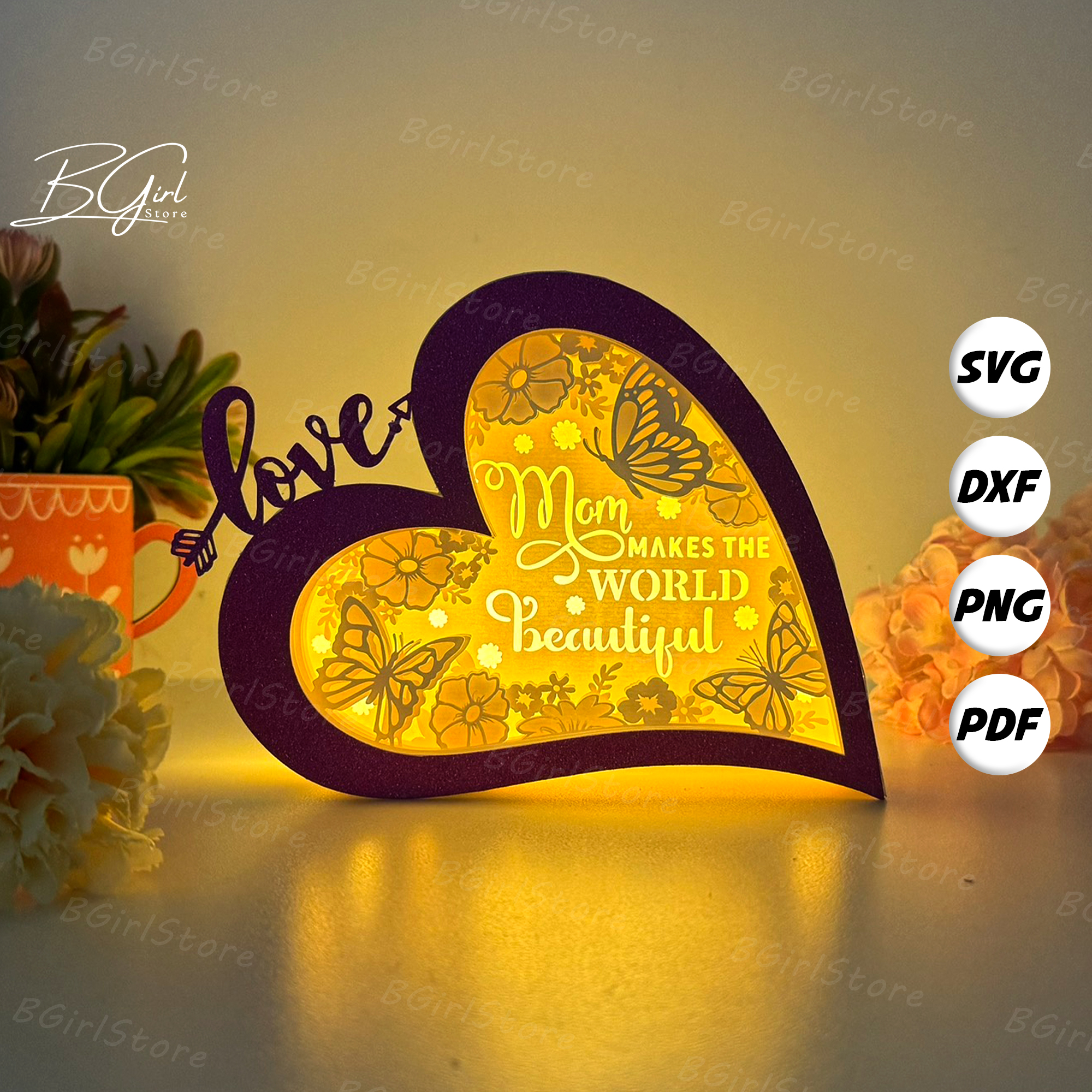 Beautiful Mom paper cut love box template, 3D lantern paper - Inspire ...