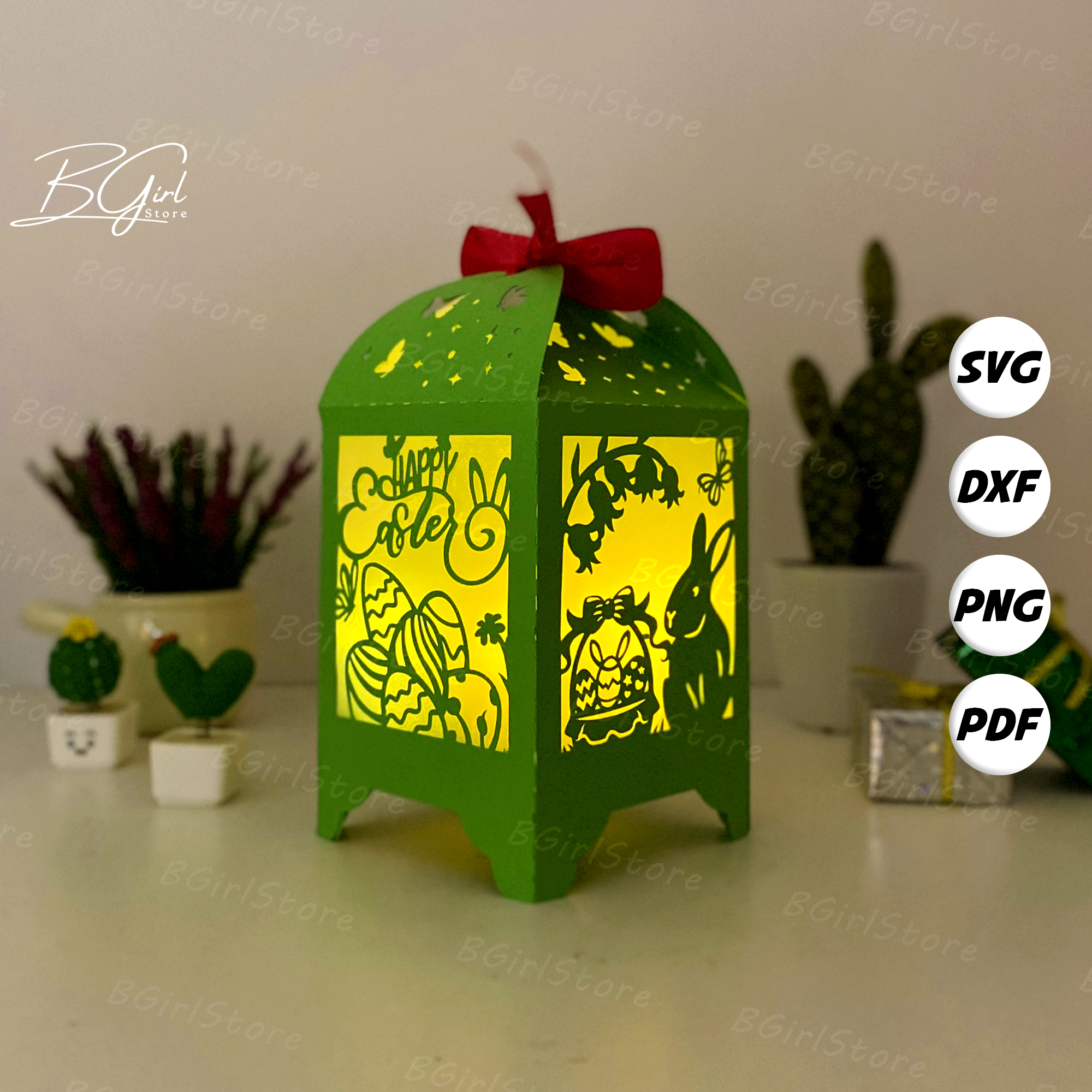 Easter paper cut lantern light box template, svg template Cr | Inspire ...