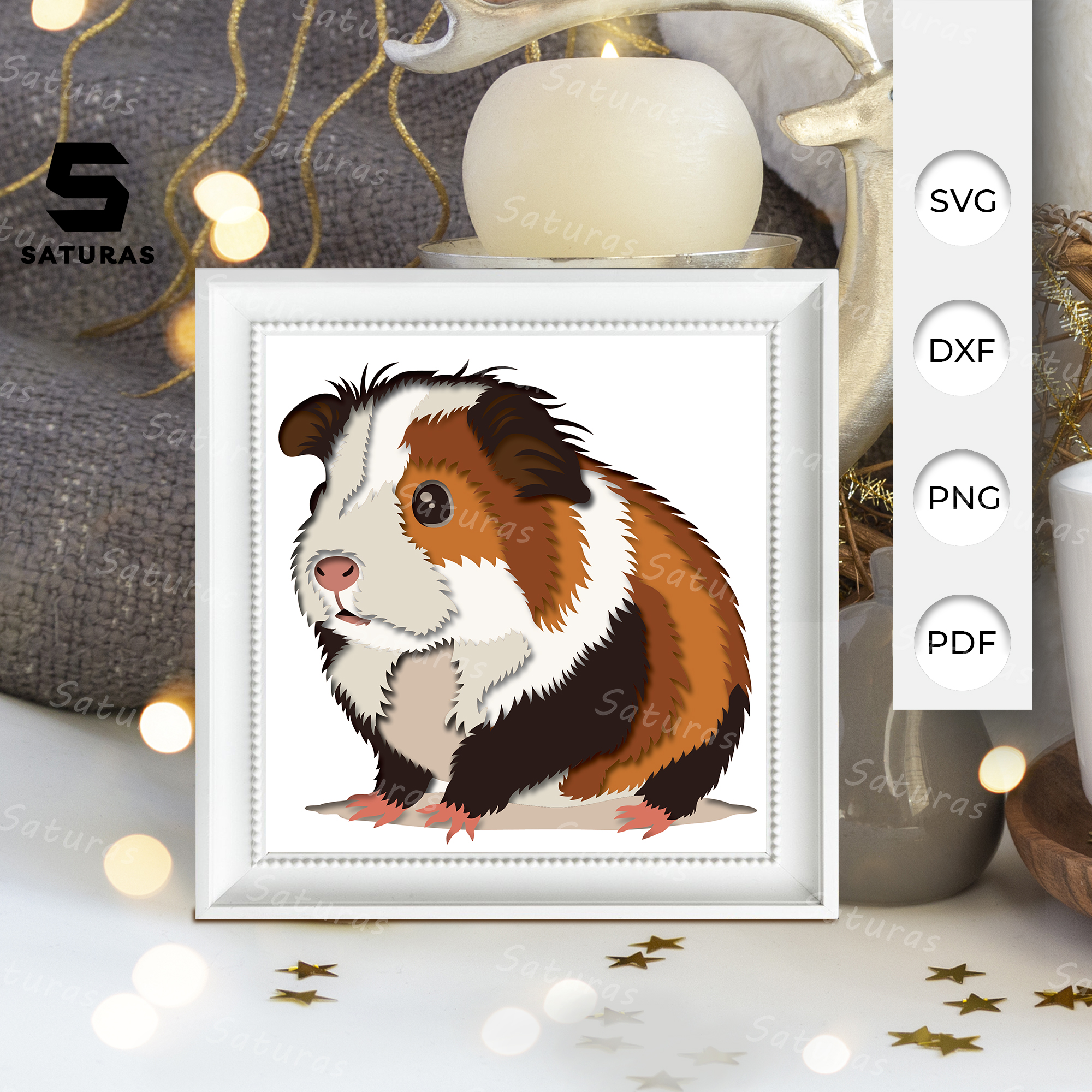 Guinea Pig paper cut light box template, 3D papercut lightbo - Inspire ...