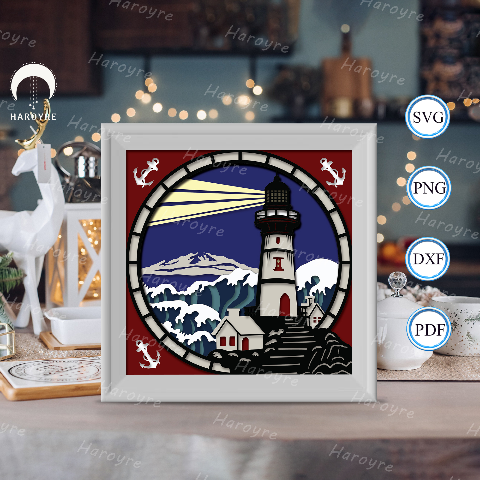 Lighthouse 9 shadow box svg, Lighthouse paper cut light box, | Inspire ...