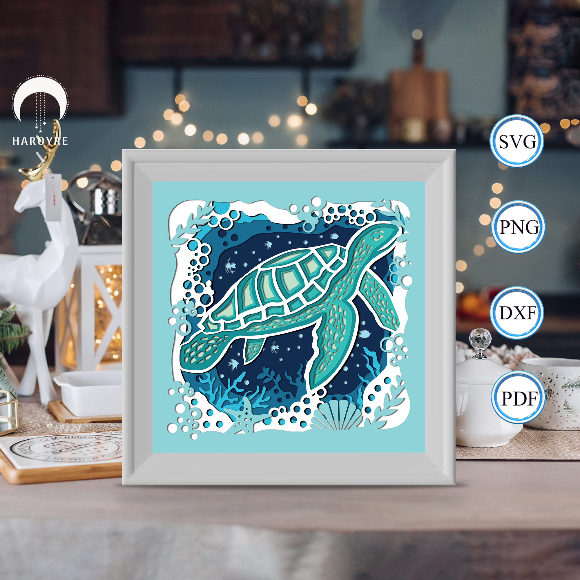 Sea Turtle shadow box svg, Turtle paper cut light box, shado | Inspire ...