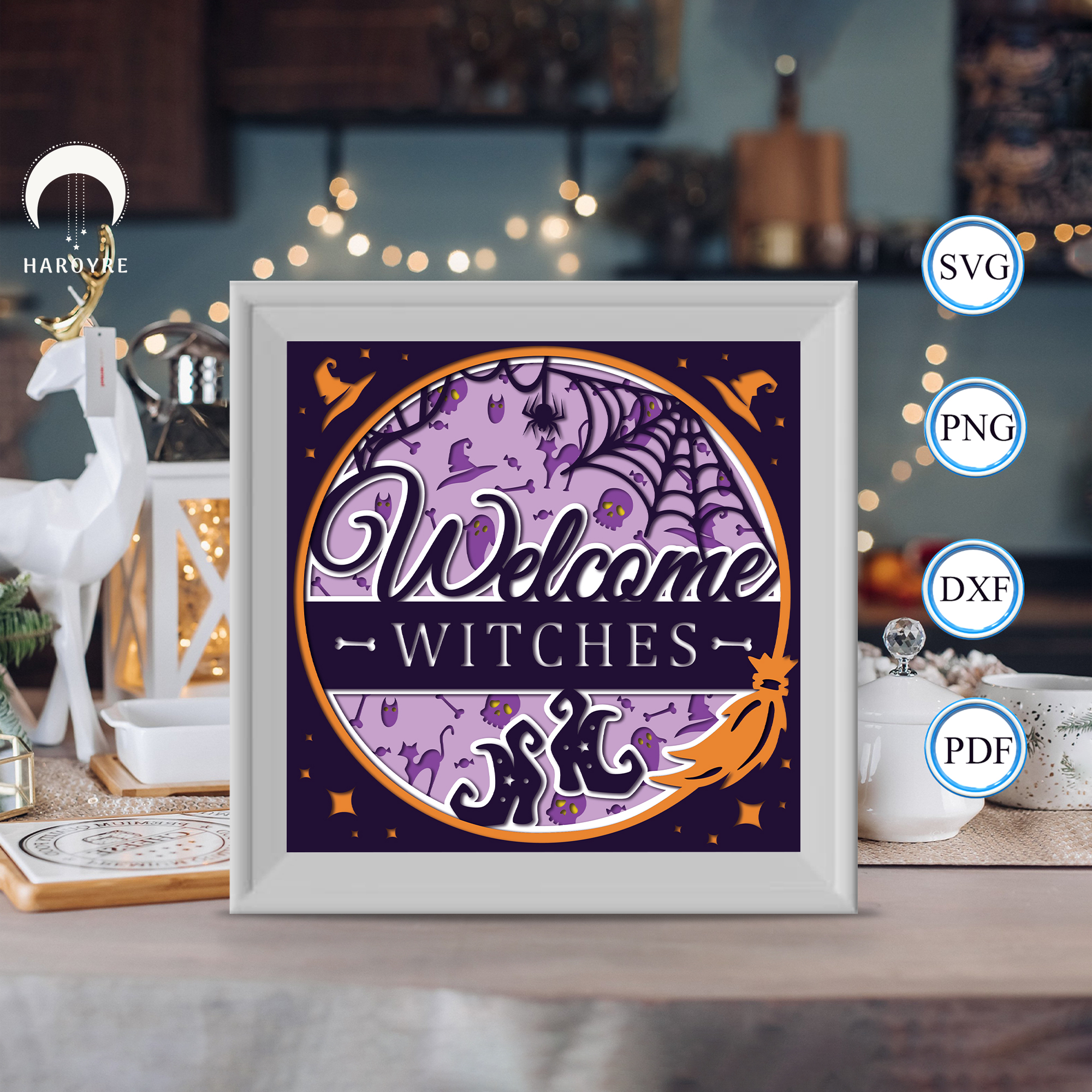 Welcome Halloween shadow box svg, Halloween paper cut light | Inspire ...