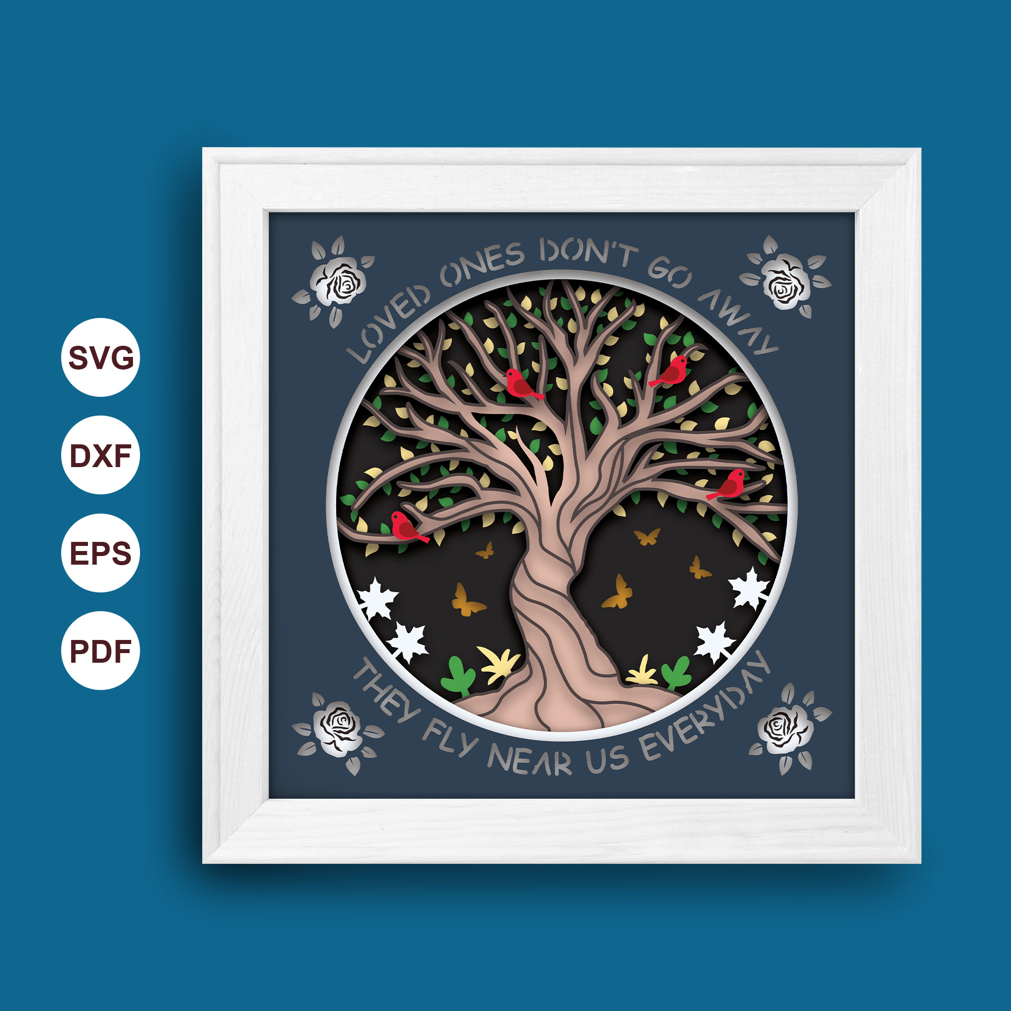Cardinal Bird Tree shadow box svg, Bird Tree paper cut light | Inspire ...