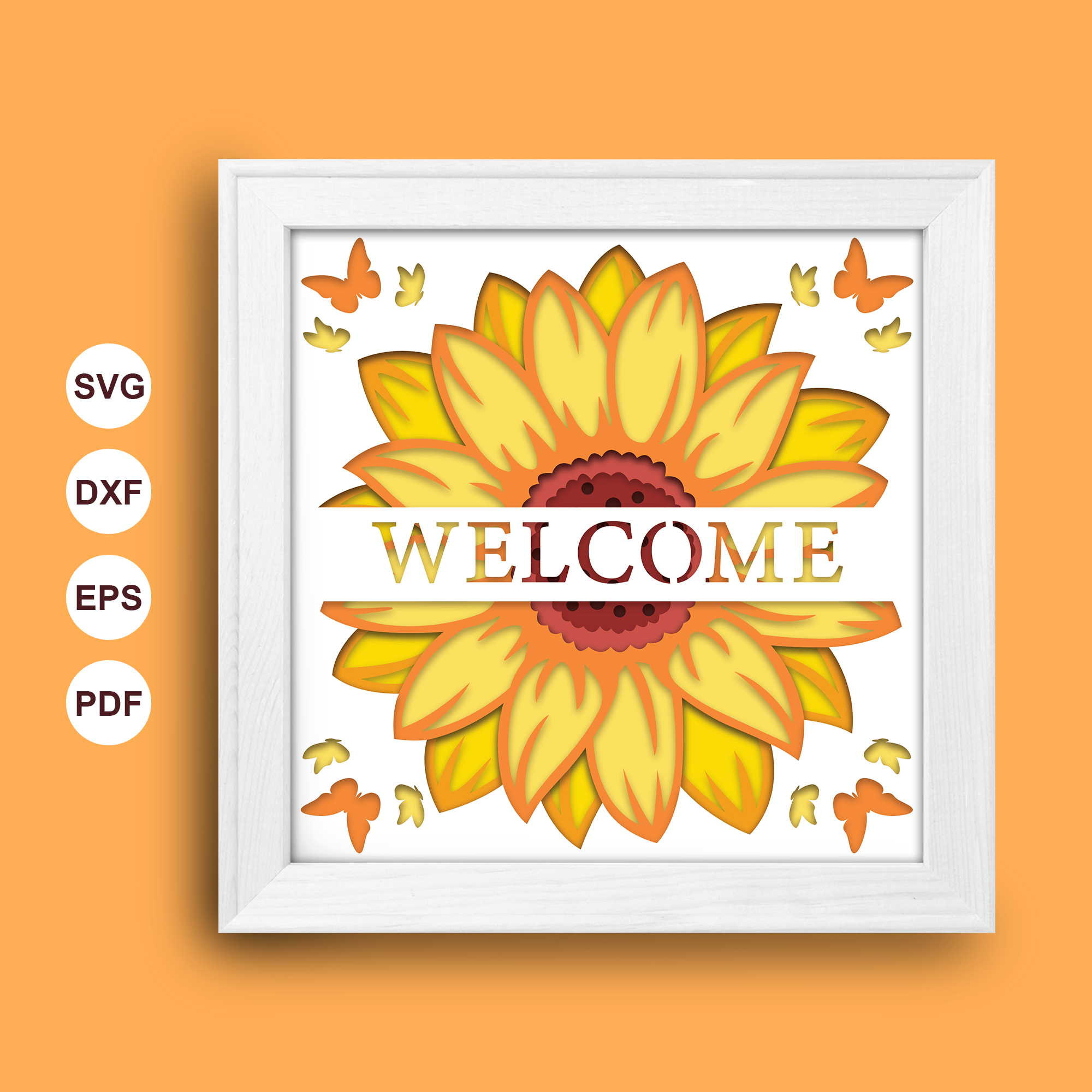 Sunflower Welcome shadow box svg, Welcome paper cut light bo | Inspire ...