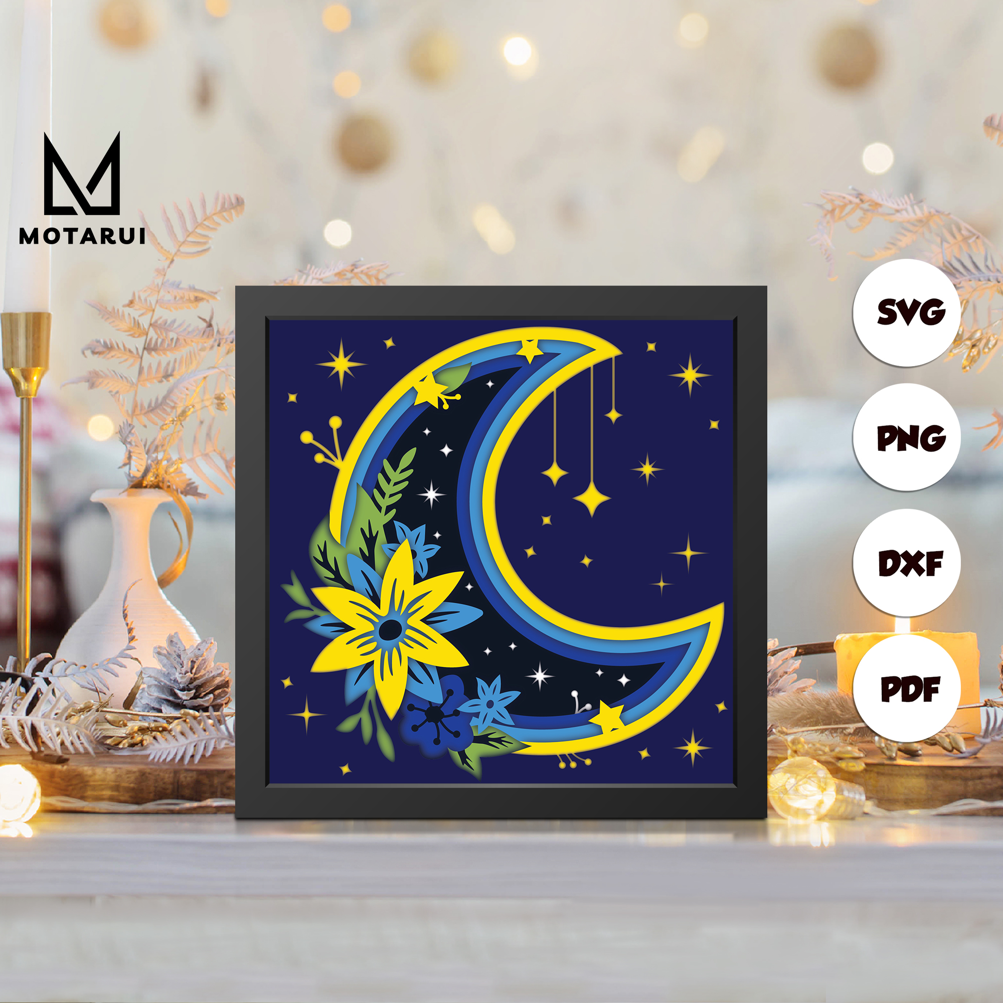 Moon Flower shadow box svg, Moon Flower paper cut light box, | Inspire ...