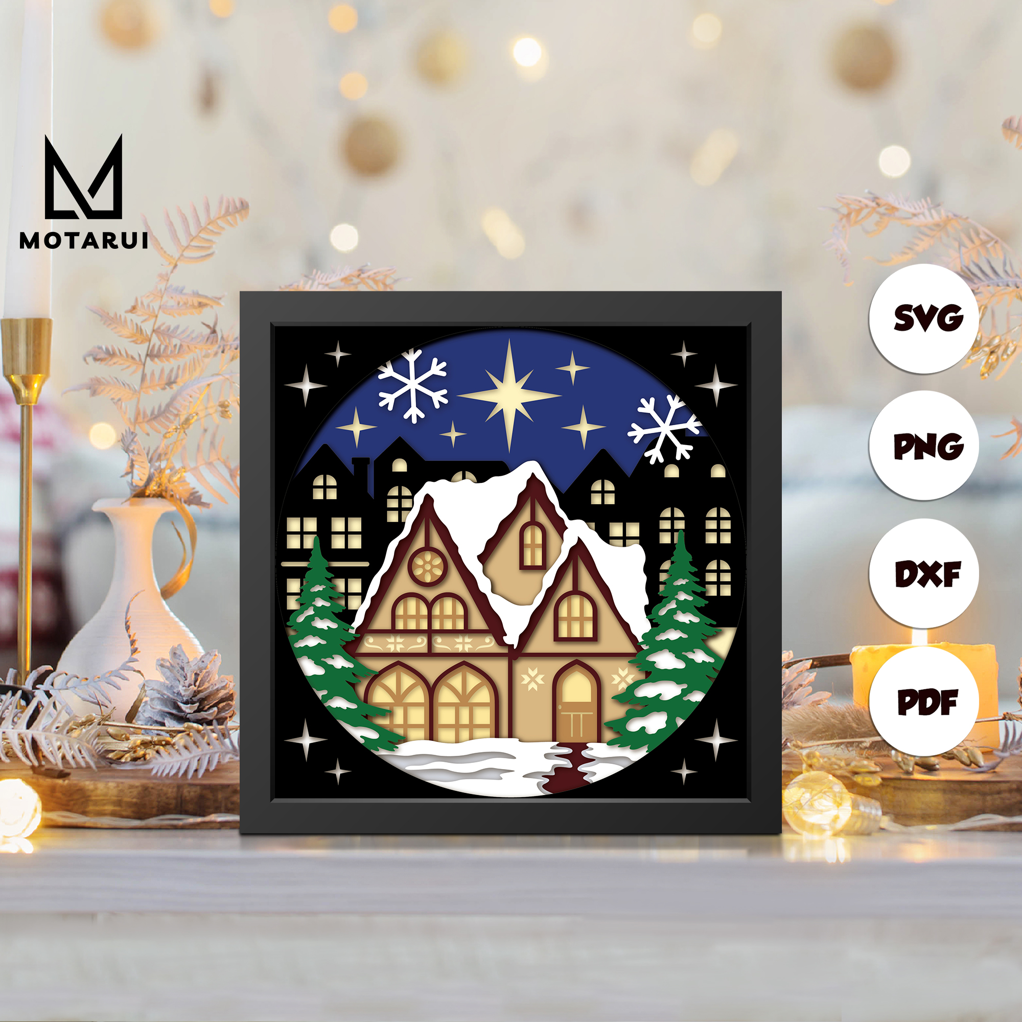 Christmas Village shadow box svg, Christmas paper cut light | Inspire ...