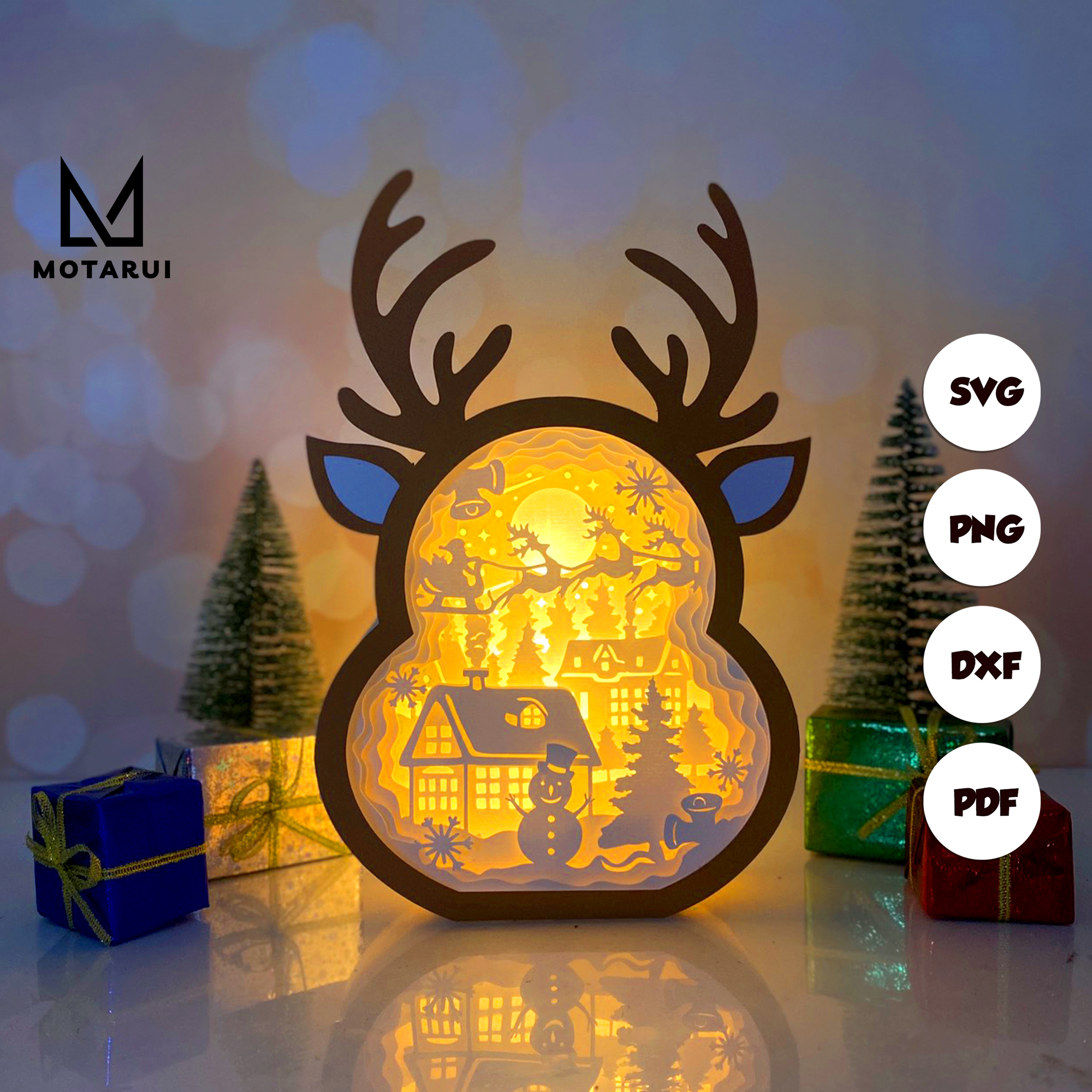 Christmas Village Reindeer box Lamp For Christmas Decor, Rei | Inspire ...