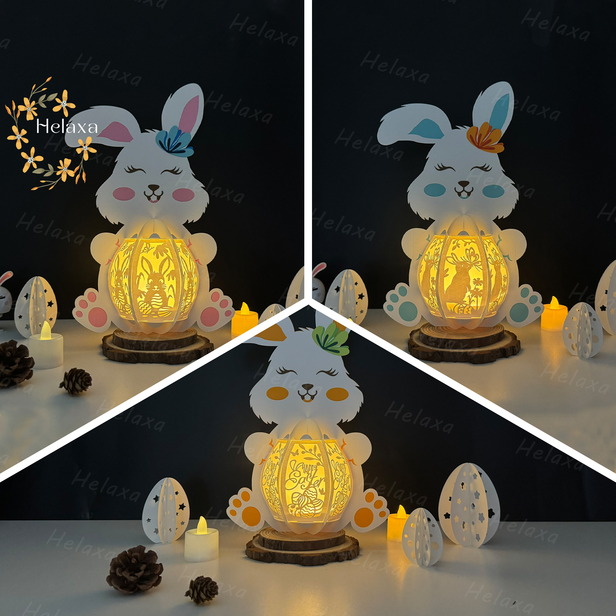 Pack 3 Bunny Lantern PDF, SVG, Studio Template - DIY Easter | Inspire ...