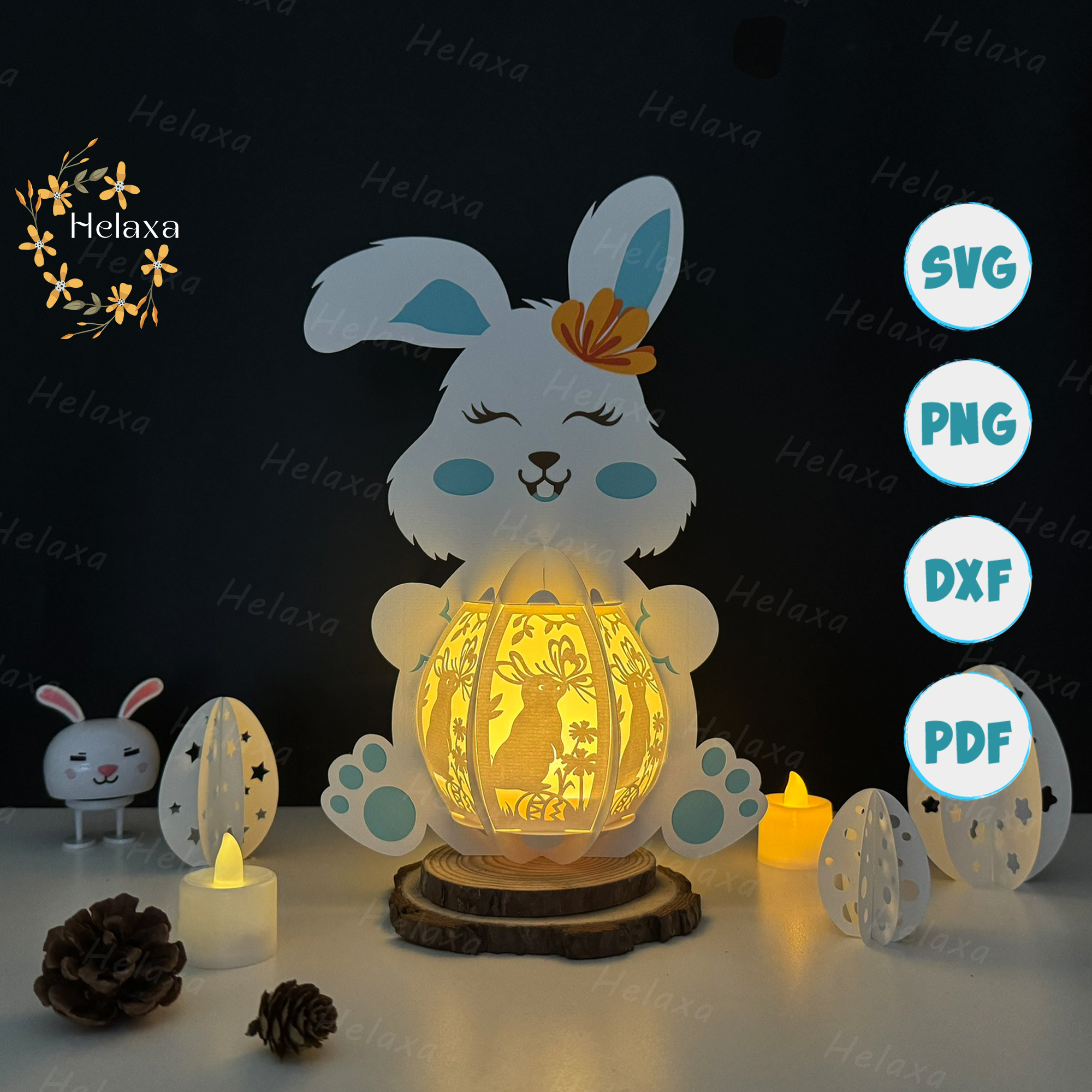 Easter 3 Bunny Lantern PDF, SVG, Studio Template - DIY Easte | Inspire ...