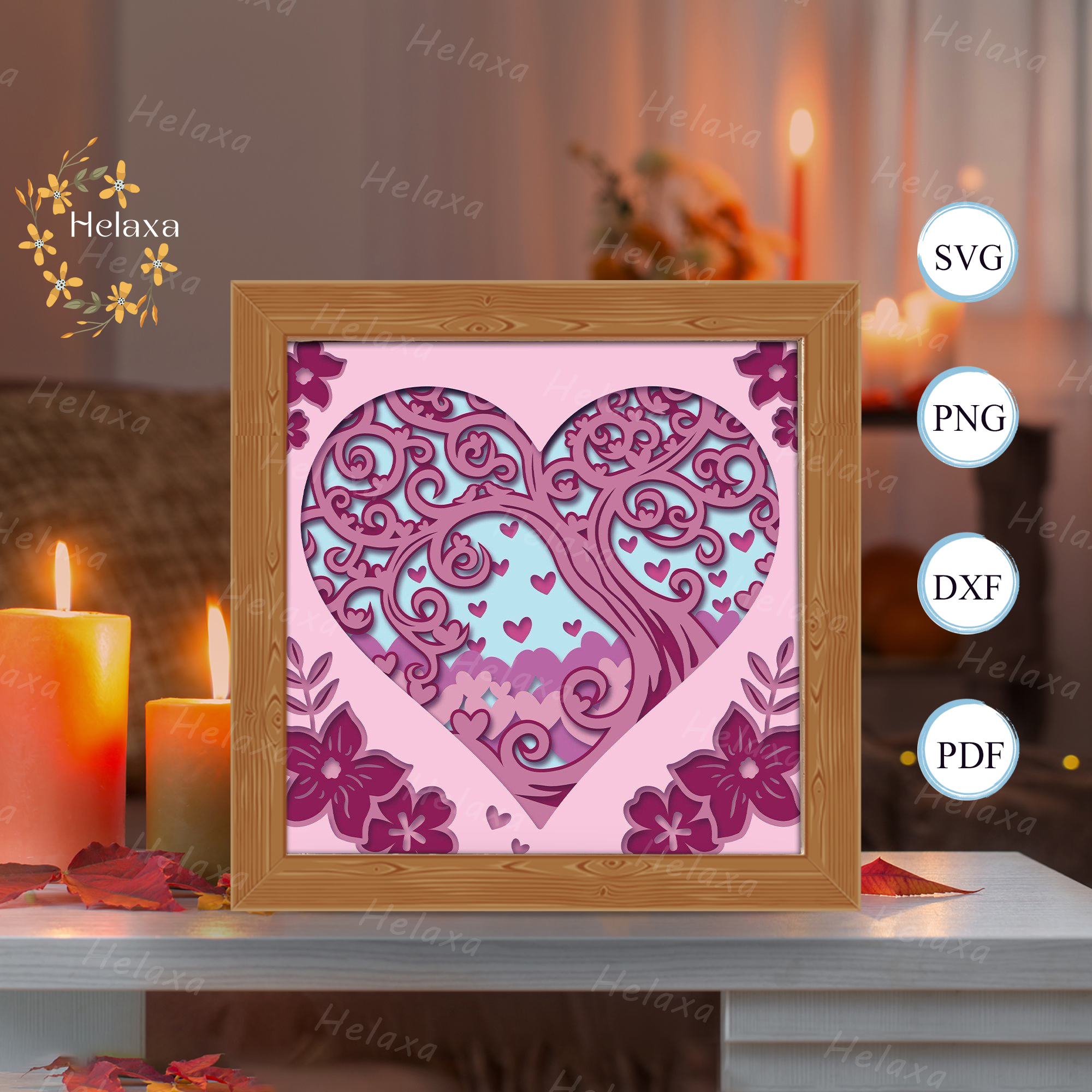 Heart Tree Shadow Box Files, Paper Cut Light Box Template Fi | Inspire Uplift