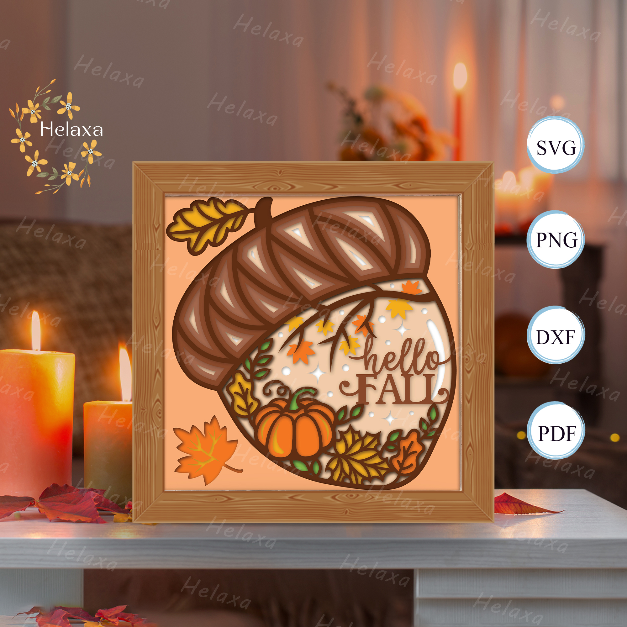 Hello Fall Shadow Box Files, Paper Cut Light Box Template Fi | Inspire ...