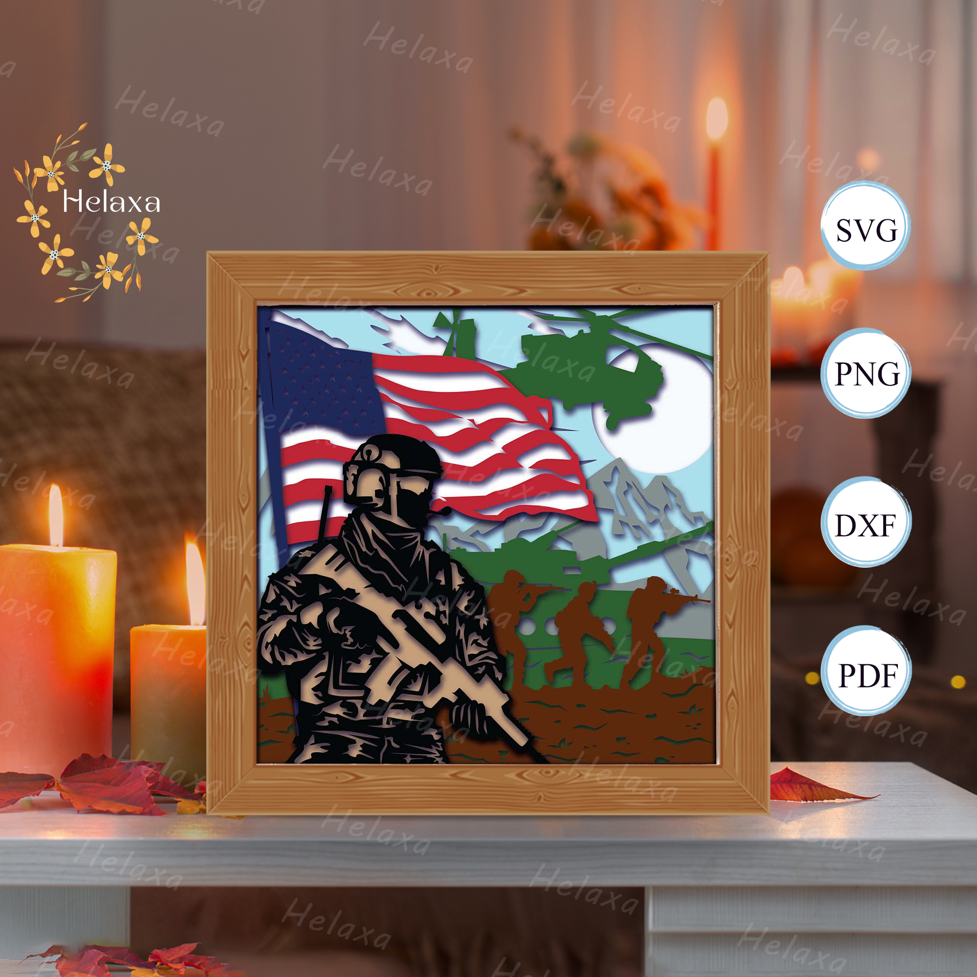 Military Shadow Box Files, Paper Cut Light Box Template File | Inspire ...