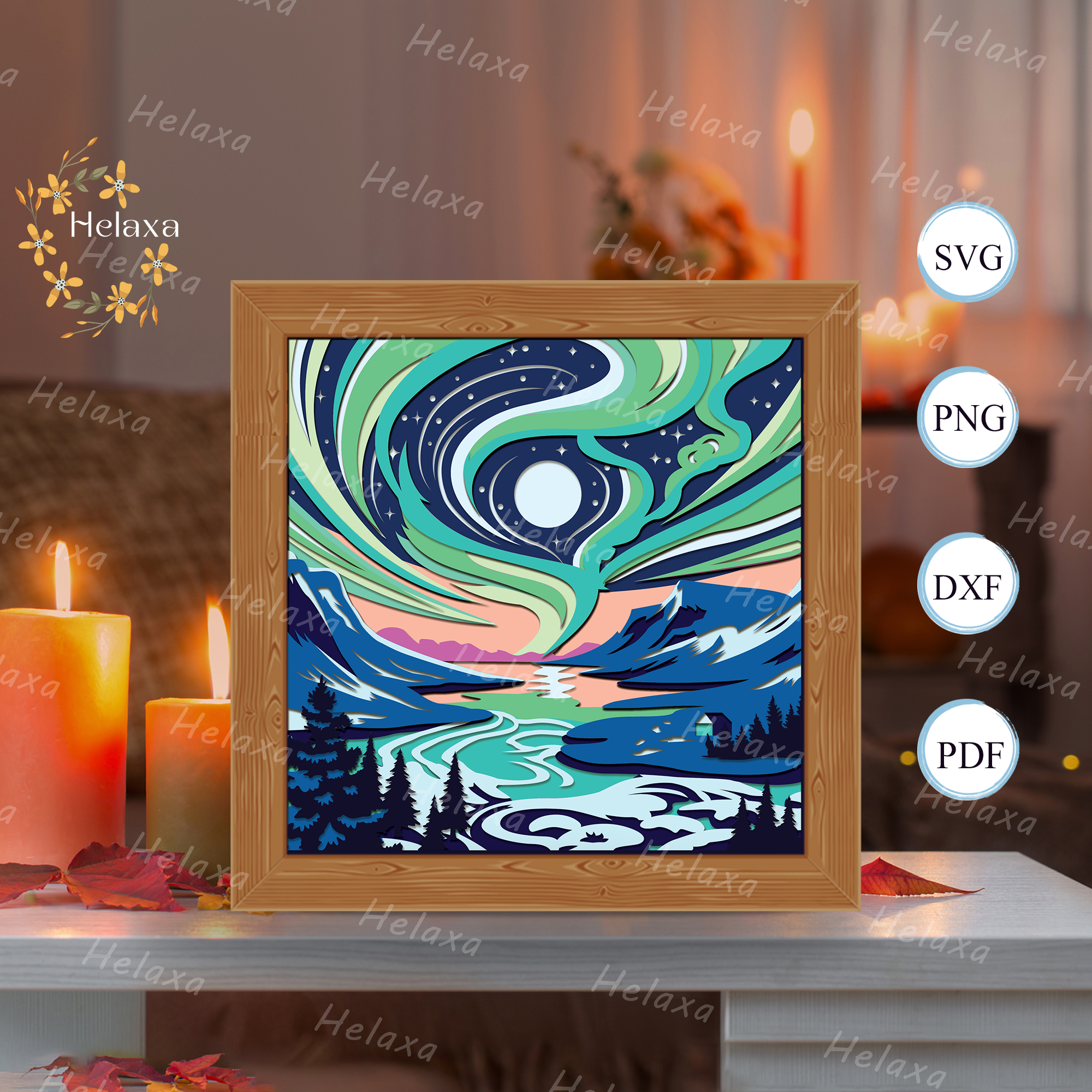 Aurora Borealis 5 Shadow Box Files, Paper Cut Light Box Temp | Inspire ...