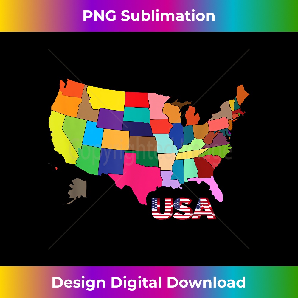 United States Map All The States Colorful USA T-Shirt School | Inspire ...