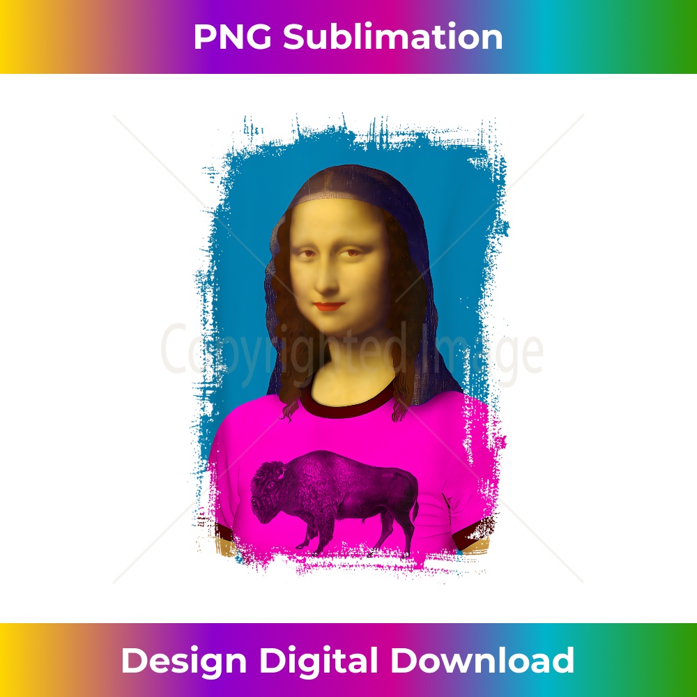 Mona Lisa with Retro Buffalo - Modern Sublimation PNG File | Inspire Uplift