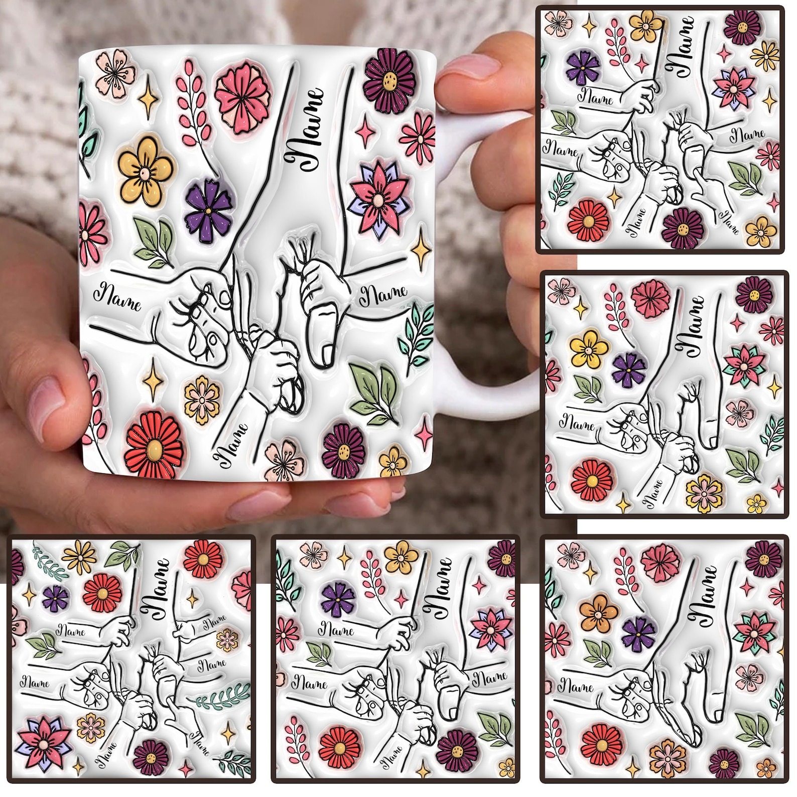 Custom Holding Mom Hand 3D Inflated Effect Mug Design, Mothe | Inspire ...