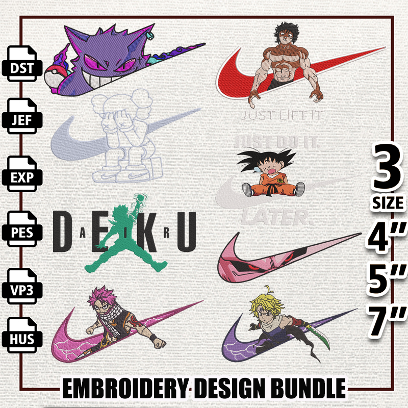 Anime Embroidery Design files, Digital Download Embroidery | Inspire Uplift