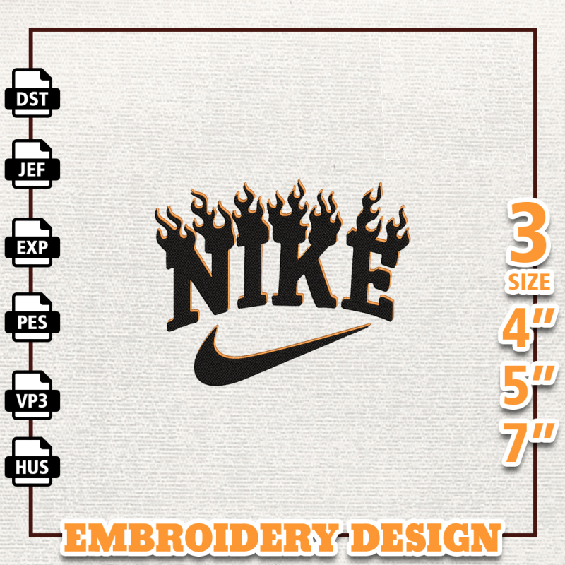 Black Fire Nike Logo Embroidery Design, Nike Embroidery File | Inspire ...
