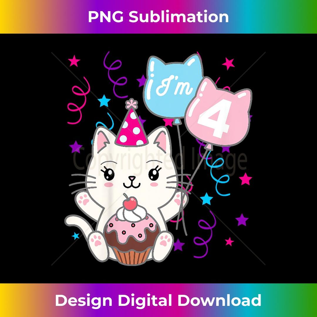 Kids 4th Kitten Birthday Girl Cat theme for 4 (four) year ol | Inspire ...