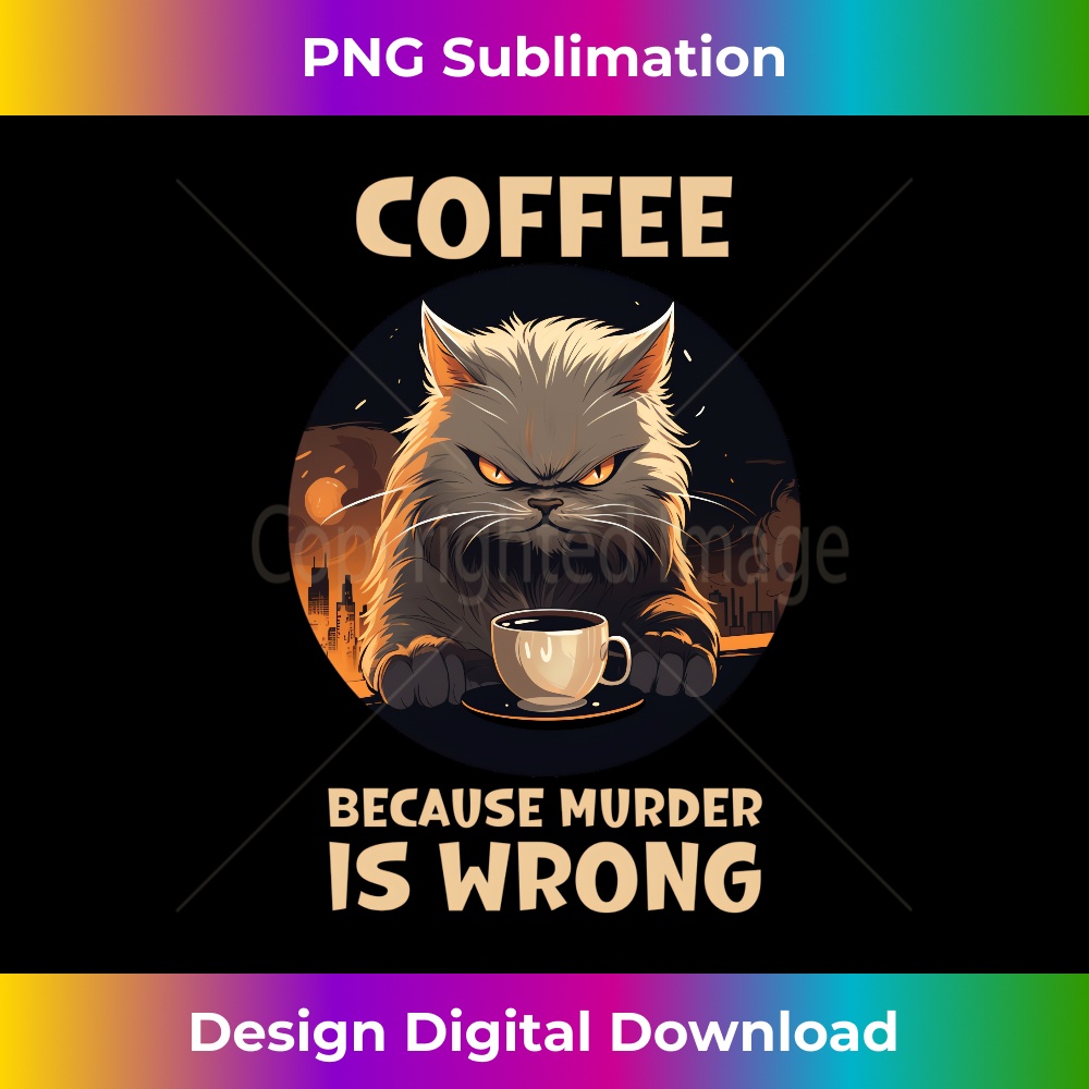 Coffee Because Murder Is Wrong Angry Cat Coffee Long Sleeve | Inspire ...