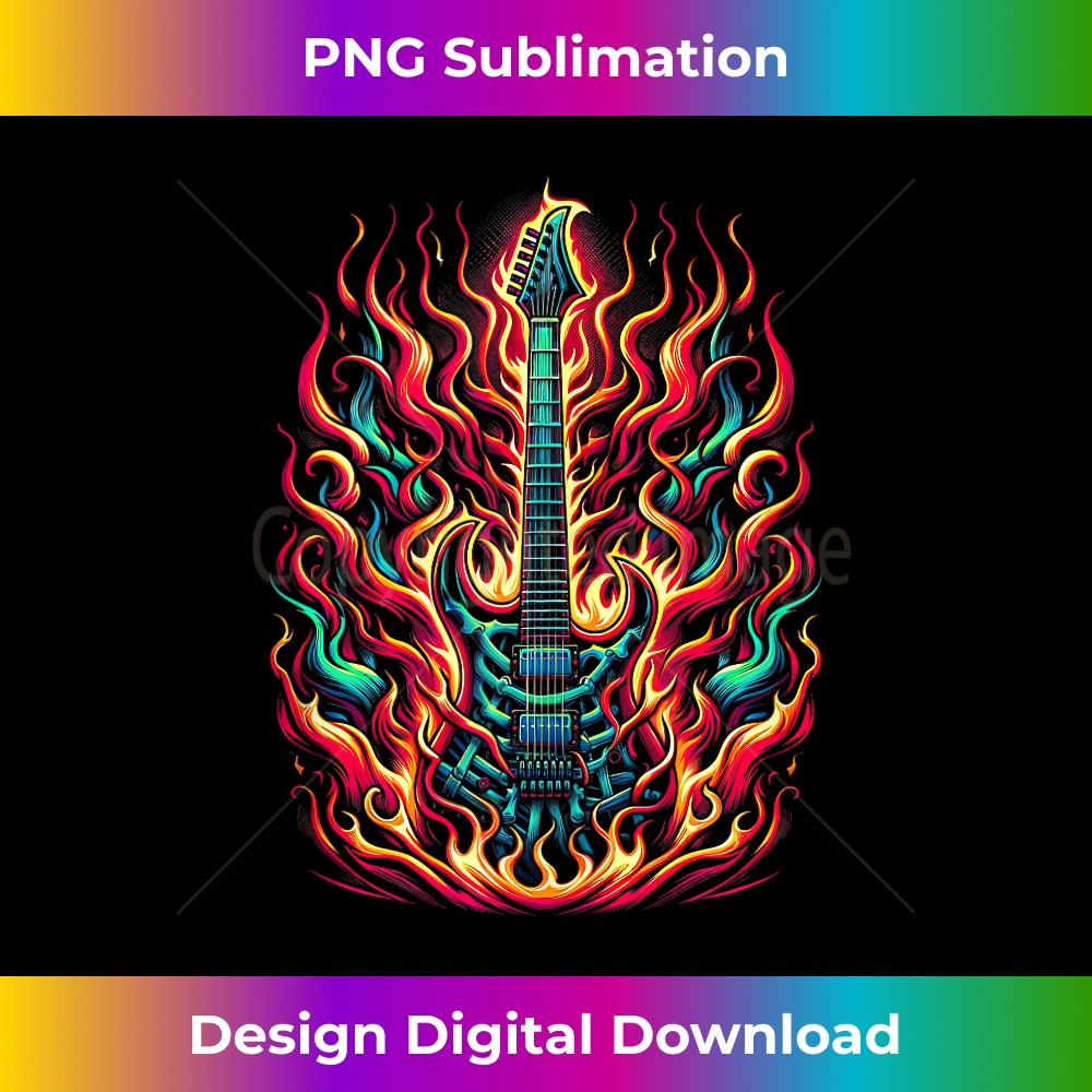 Flaming Skeleton Bone Guitar- Cool Heavy Metal Fire Graphic | Inspire ...