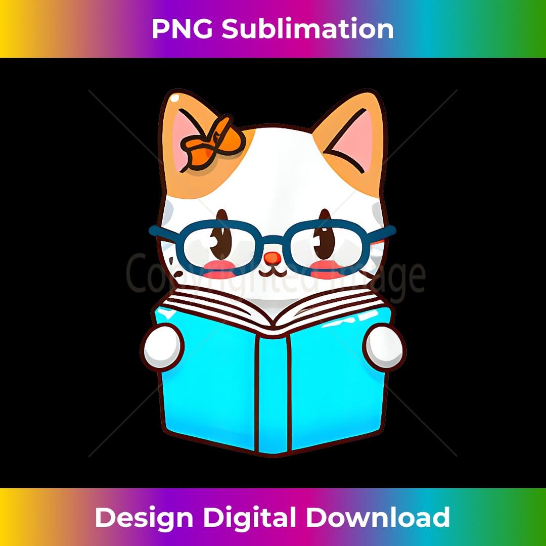 Kawaii Cats, Book Lover Cat - Instant PNG Sublimation Downlo | Inspire Uplift