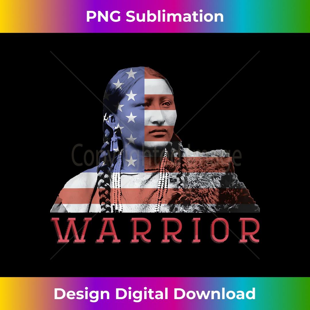 Native American Warrior USA Flag Retro 1 - Retro PNG Sublima | Inspire Uplift