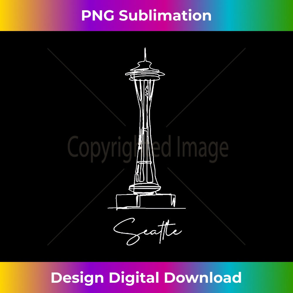 Seattle Washington Sketch Downtown Space Needle - PNG Sublim | Inspire Uplift
