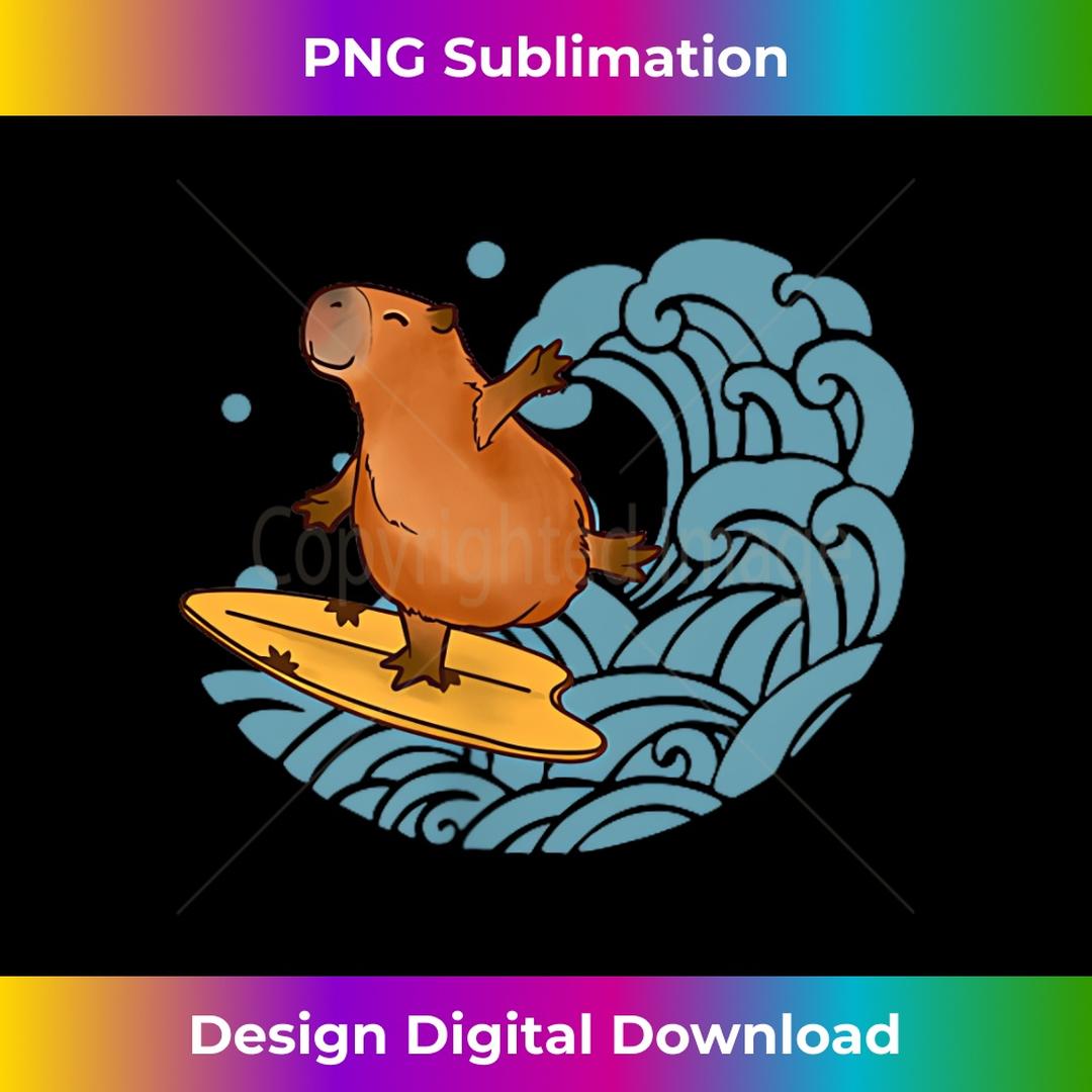 Vintage Cute Capybara Surfing The Great Wave Kanagawa Pocket | Inspire ...
