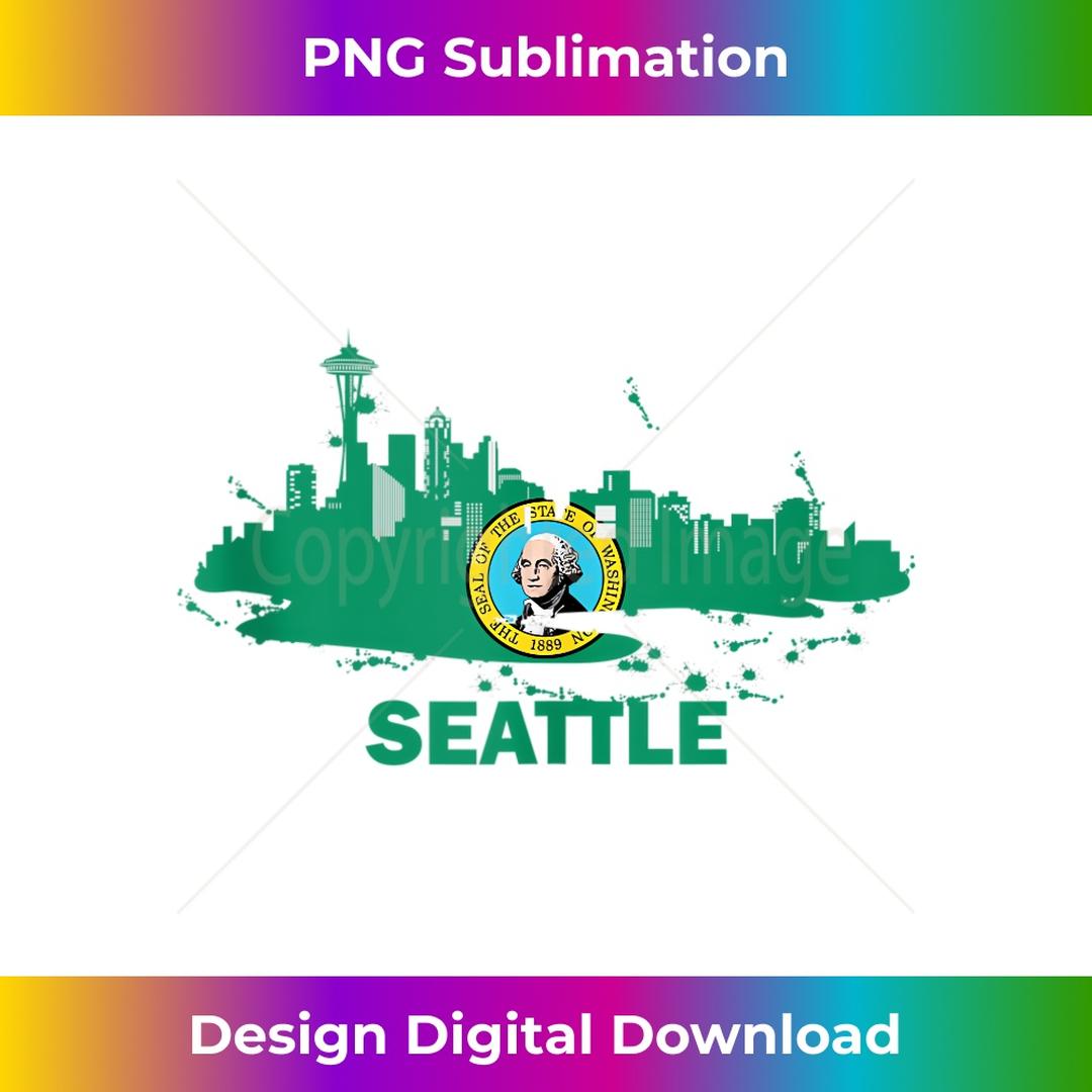 Washington State Flag Seattle Skyline - Seattle Cityscape 2 | Inspire Uplift