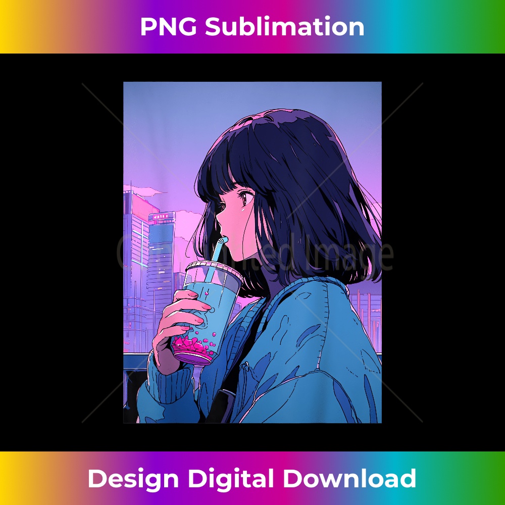 Kawaii Anime Girl Drinking Boba - Japanese Aesthetic | Inspire Uplift