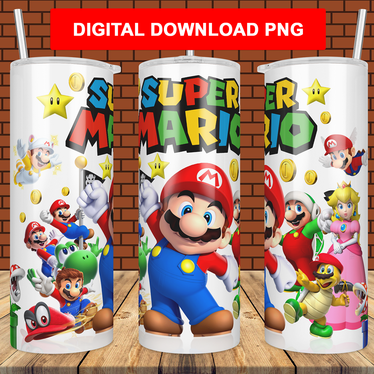 Super Mario Tumbler Wrap Design 20 OZ Skinny Tumbler Wraps S | Inspire ...