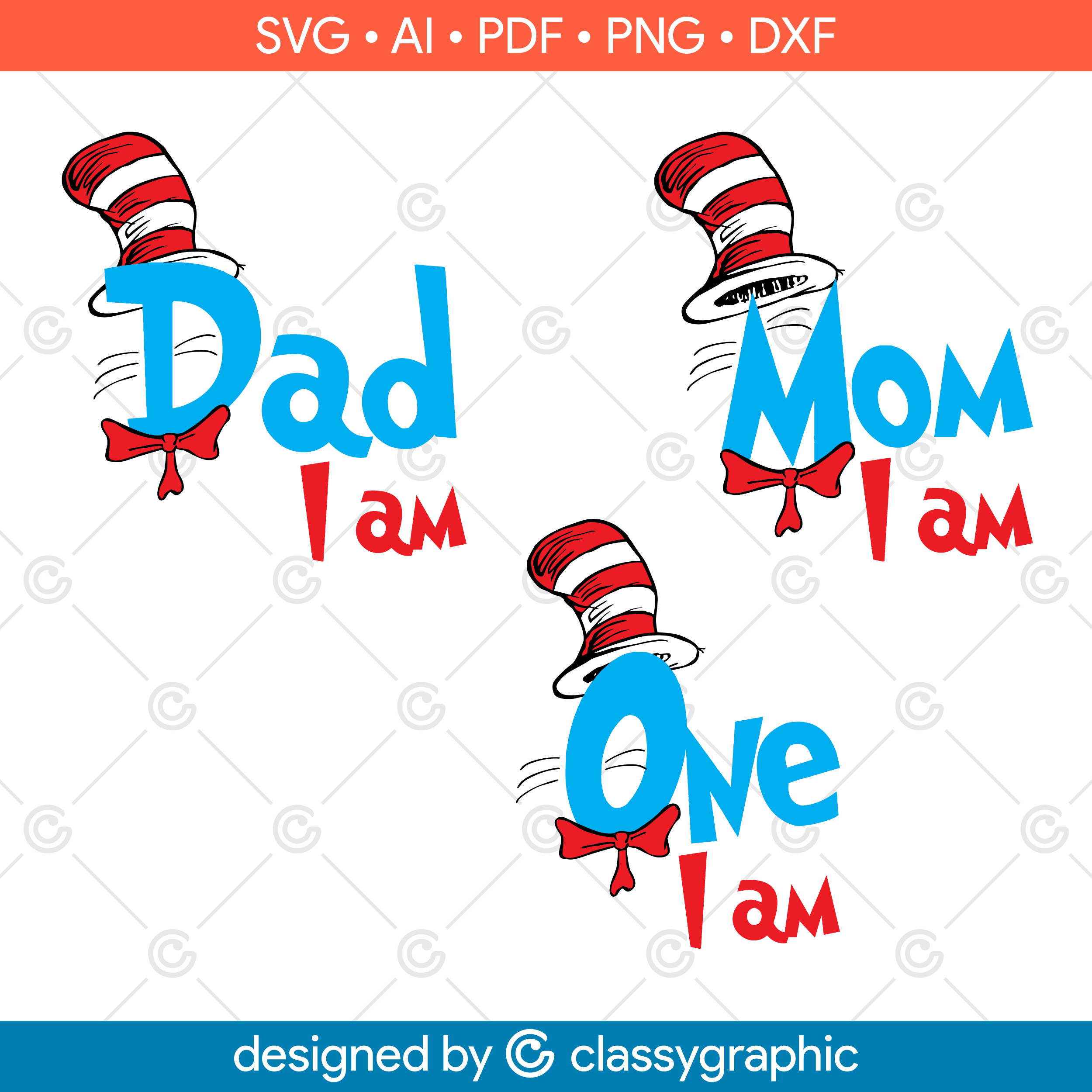 Family Pack I Am, Dr Seuss I am, Dad I Am, Mom I Am, One I A | Inspire ...