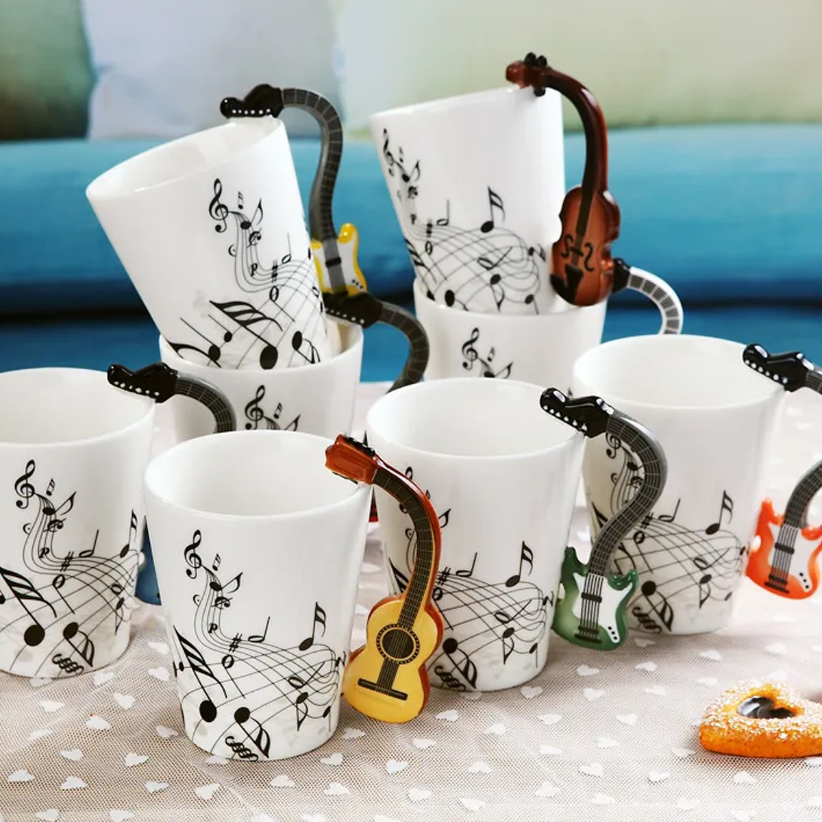 Music Ceramic Mug – Guitar and Violin Handle Design Mugs | Inspire Uplift