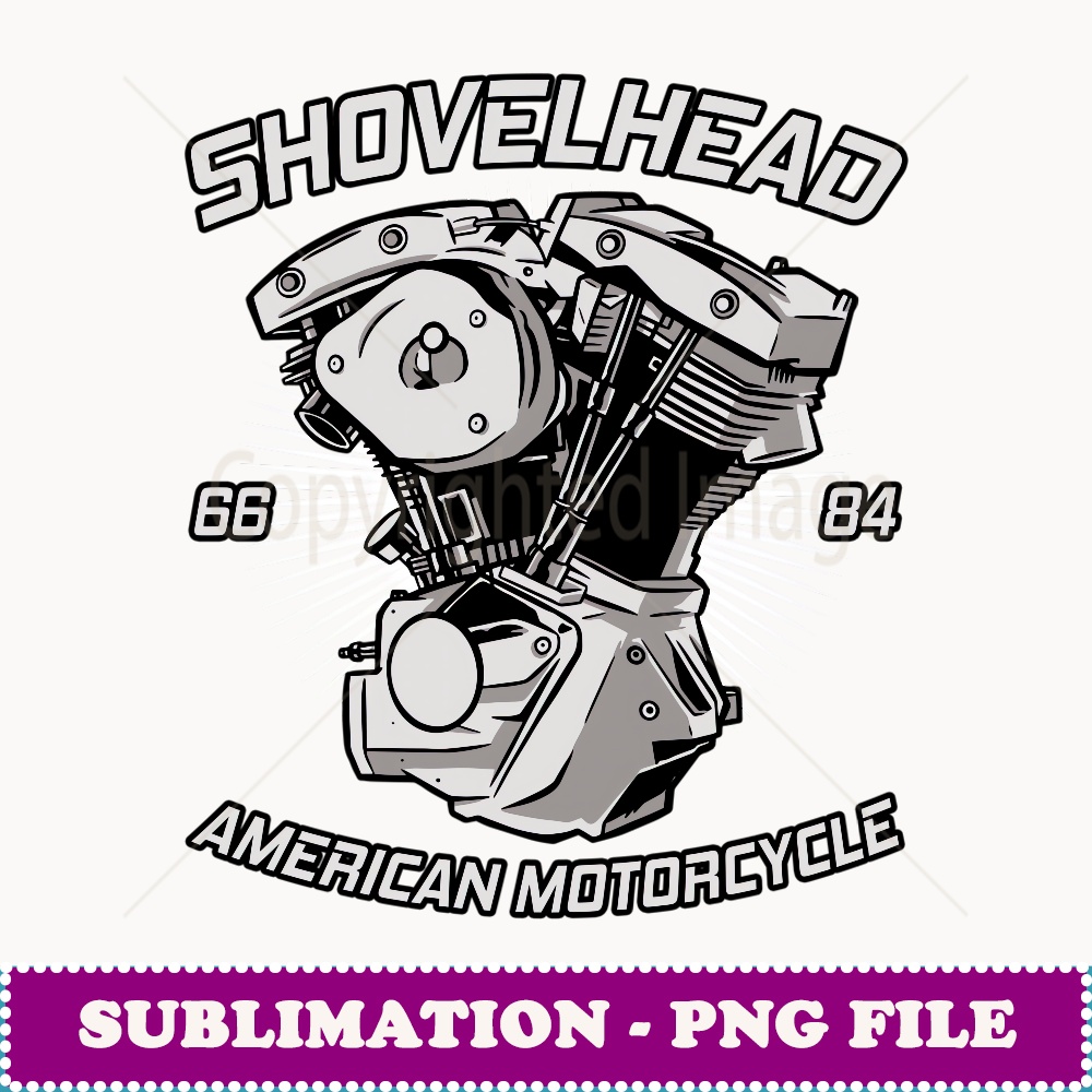 Vintage HD Motorcycle Vwin ShovelHead Engine Drawing Biker - | Inspire ...