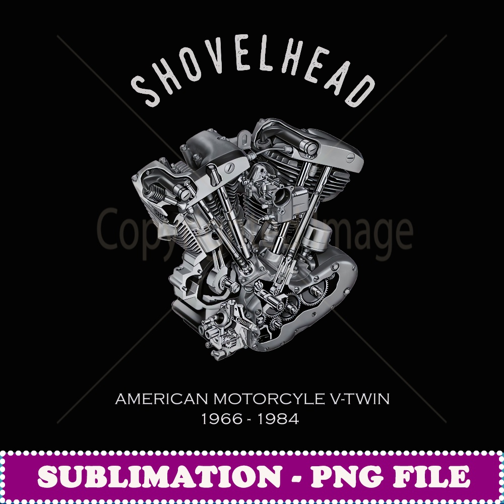 Vintage HD Motorcycle Vwin ShovelHead Engine Drawing Biker - | Inspire ...