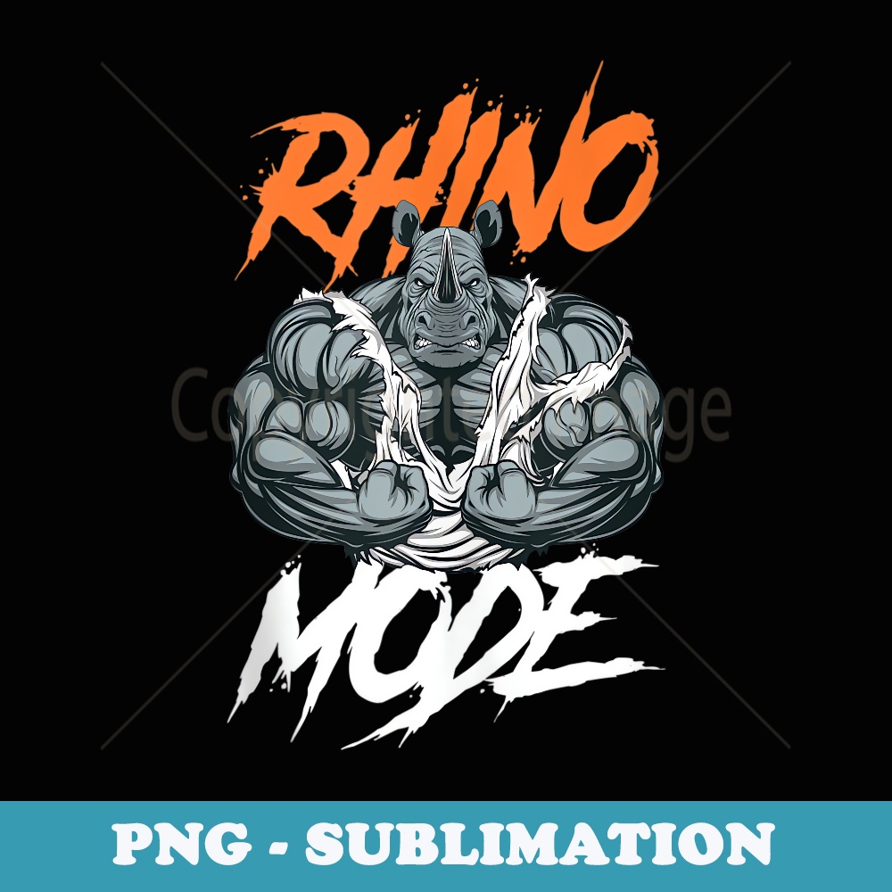 Funny Strong Rhino With Big Biceps Rhino Mode For Gym Lover | Inspire ...