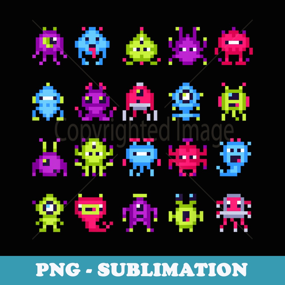 INVADERS I Love 80s Retro 8 Bit Pixel Space Monsters - Premi | Inspire ...