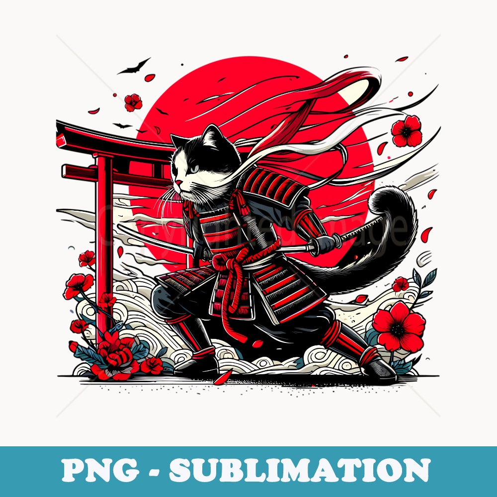 Samurai Cat with Katana Japanese Warrior Art Cat Lover - Tre | Inspire ...