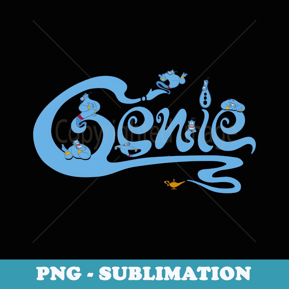 Disney Aladdin Genie Different Expressions Chest Text Logo - | Inspire ...