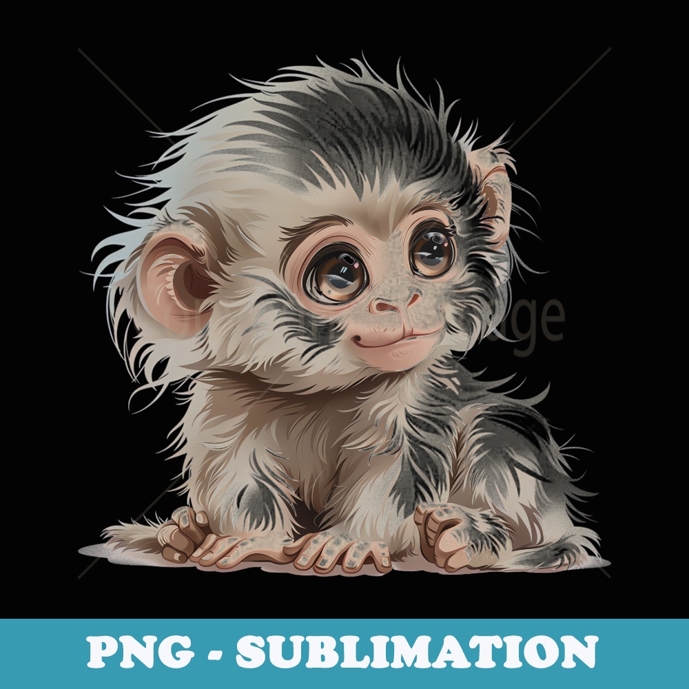 cute anime white baby monkey zoo animal art - Vintage Sublim | Inspire ...